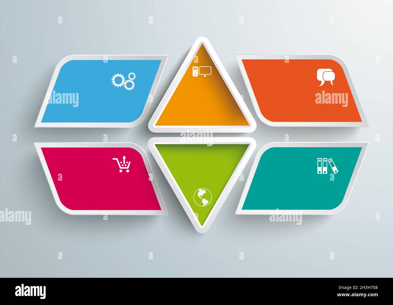 4 Colored Bevel Rectangels 2 Triangles Infographic PiAd Stock Photo - Alamy