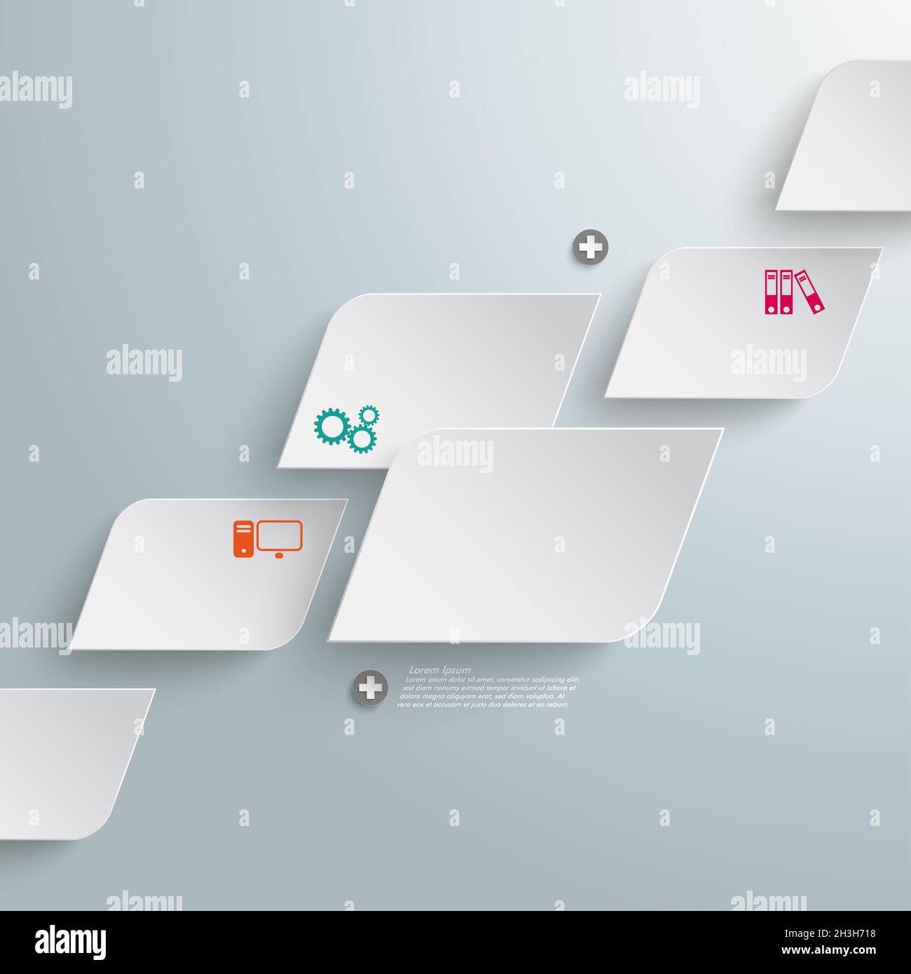 Bevel Rectangles 3 Options Infographic PiAd Stock Photo - Alamy