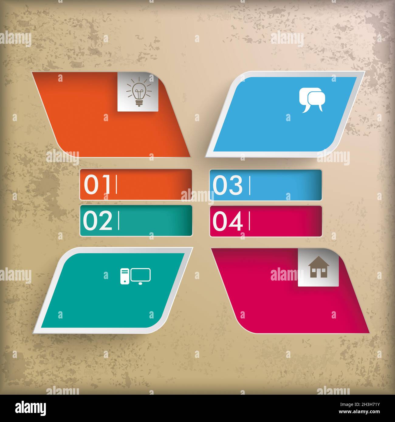 4 Colored Rectangles Infographic 2 Holes PiAd Stock Photo - Alamy