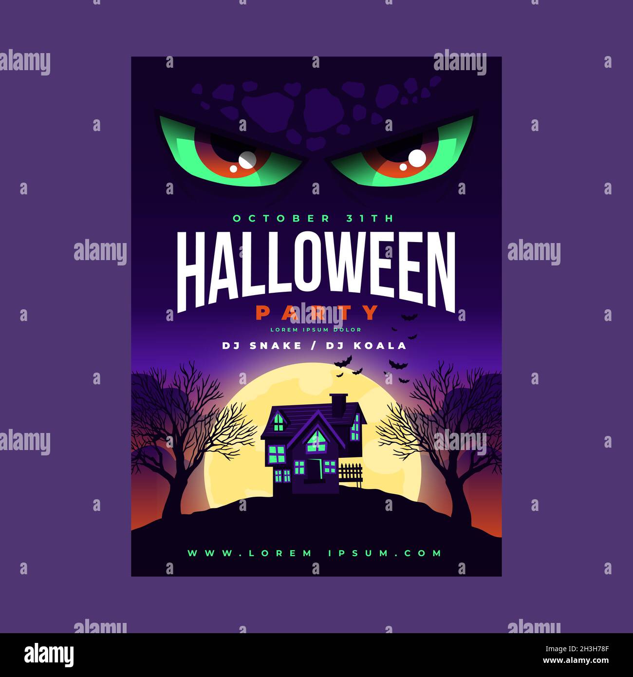Flat night party poster Cut Out Stock Images & Pictures - Alamy