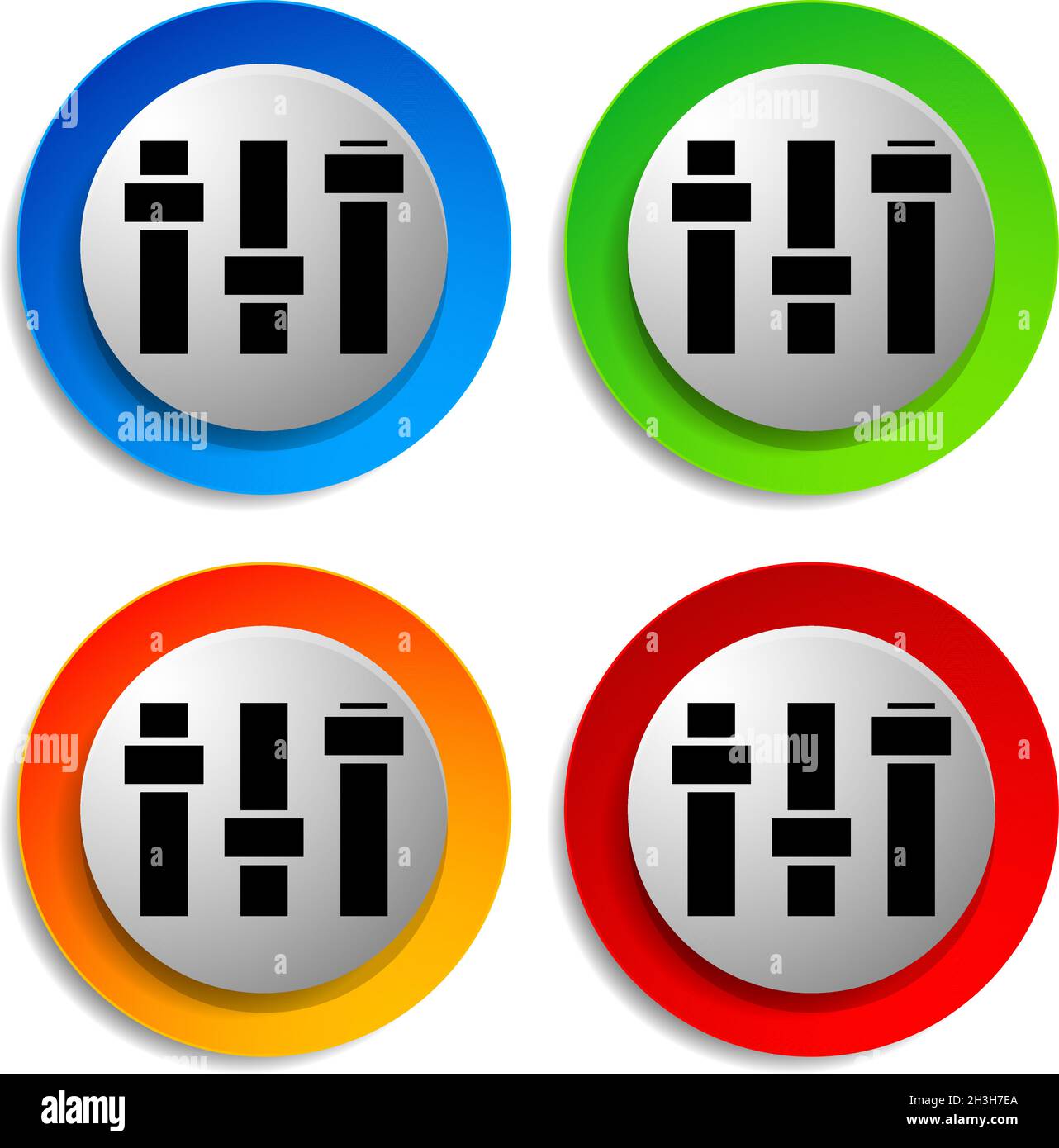 Adjuster, slider, tuner, fader bars with levers, knobs - stock vector ...