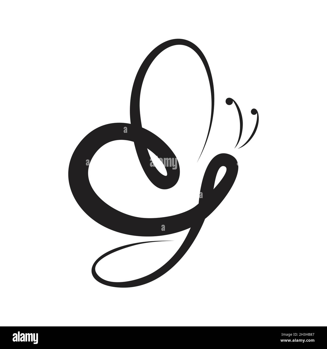 Abstract Butterfly calligraphy vector symbol in flat style. Flat design ...
