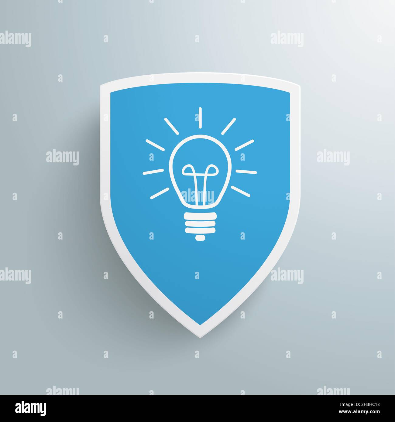 White Protection Shield Blue Idea PiAd Stock Photo - Alamy