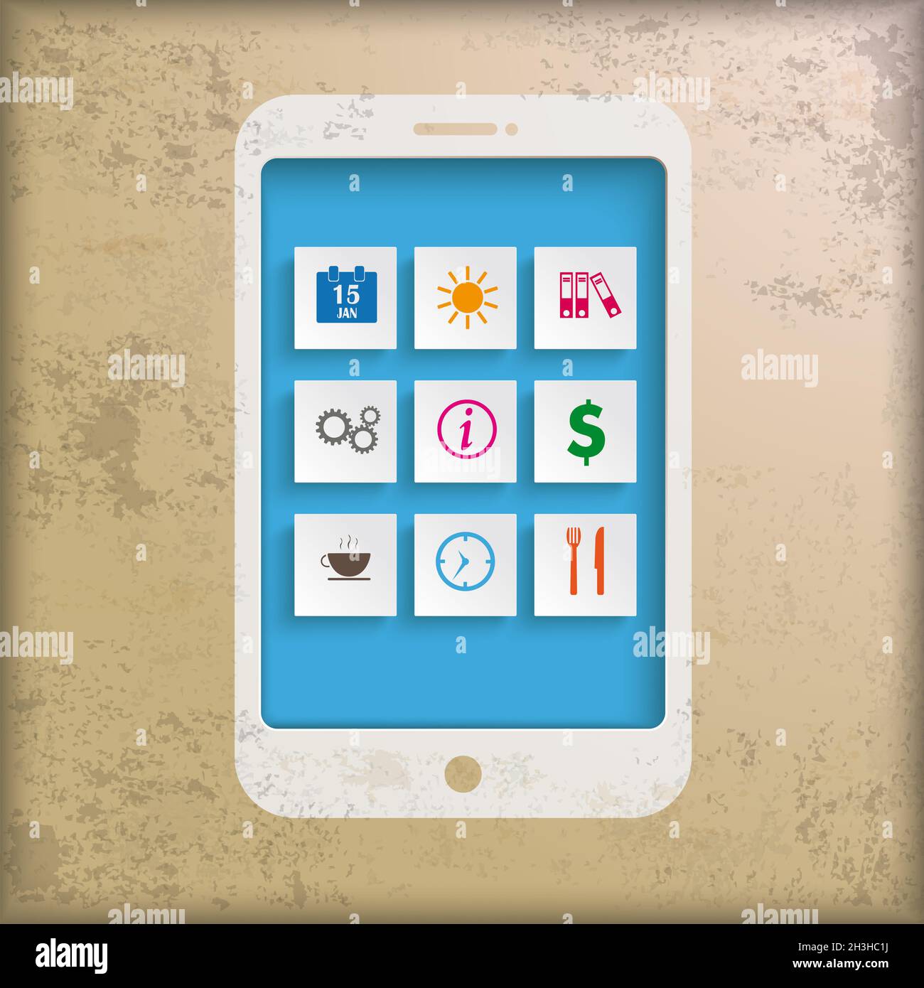 Vintage Background Smartphone Apps PiAd Stock Photo - Alamy