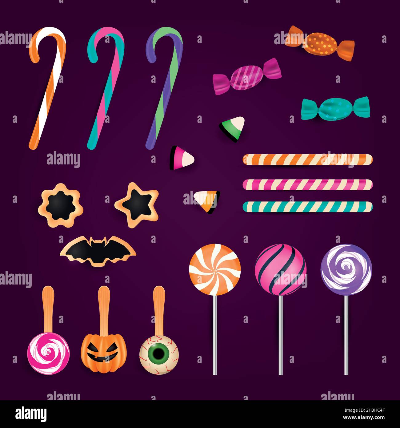 Realistic Halloween Candy Collection Vector Design Illustration Stock