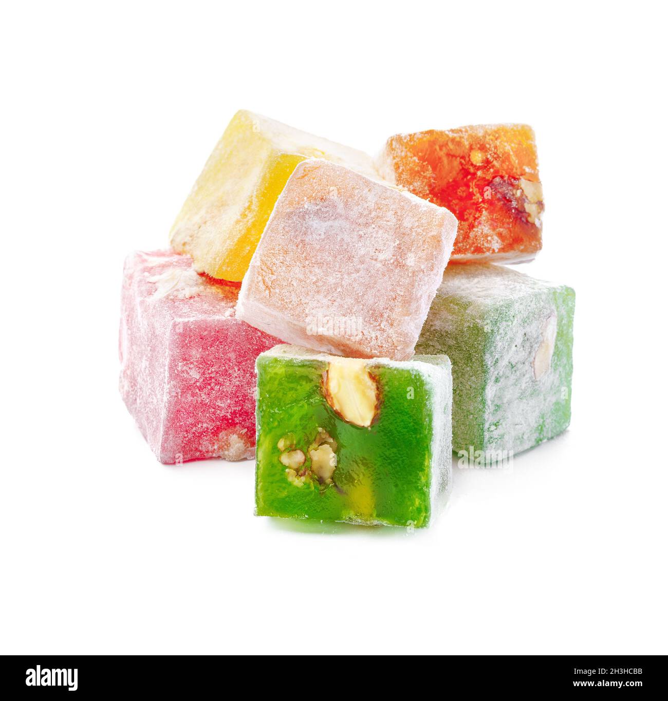 Traditional Turkish delight isolated on white background Stock Photo ...
