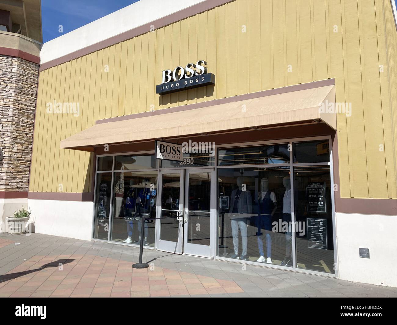 Hugo Boss sign, logo on retail chain store facade - Livermore ...