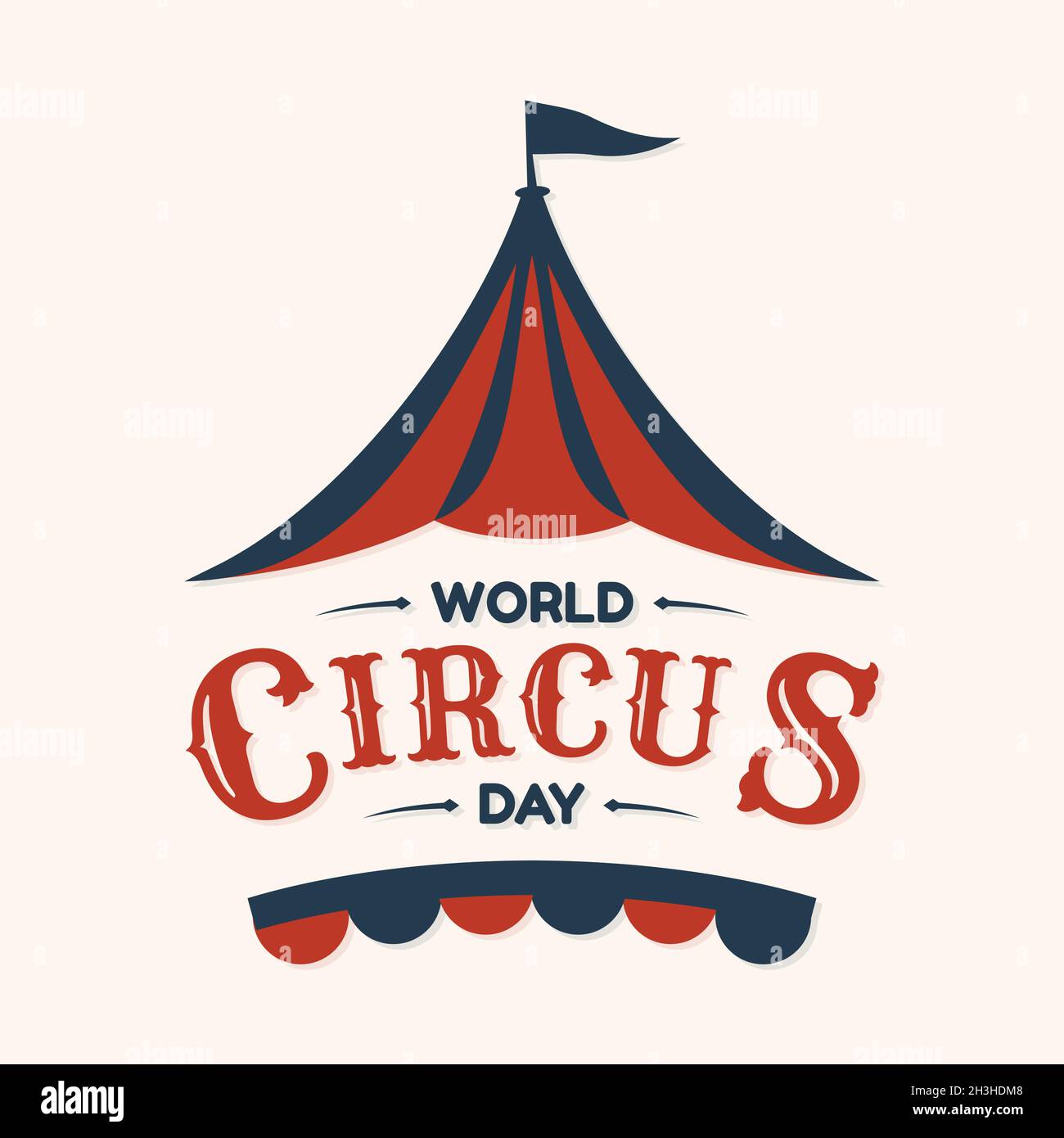 World Circus Day hand drawn lettering design with circus tent in ...