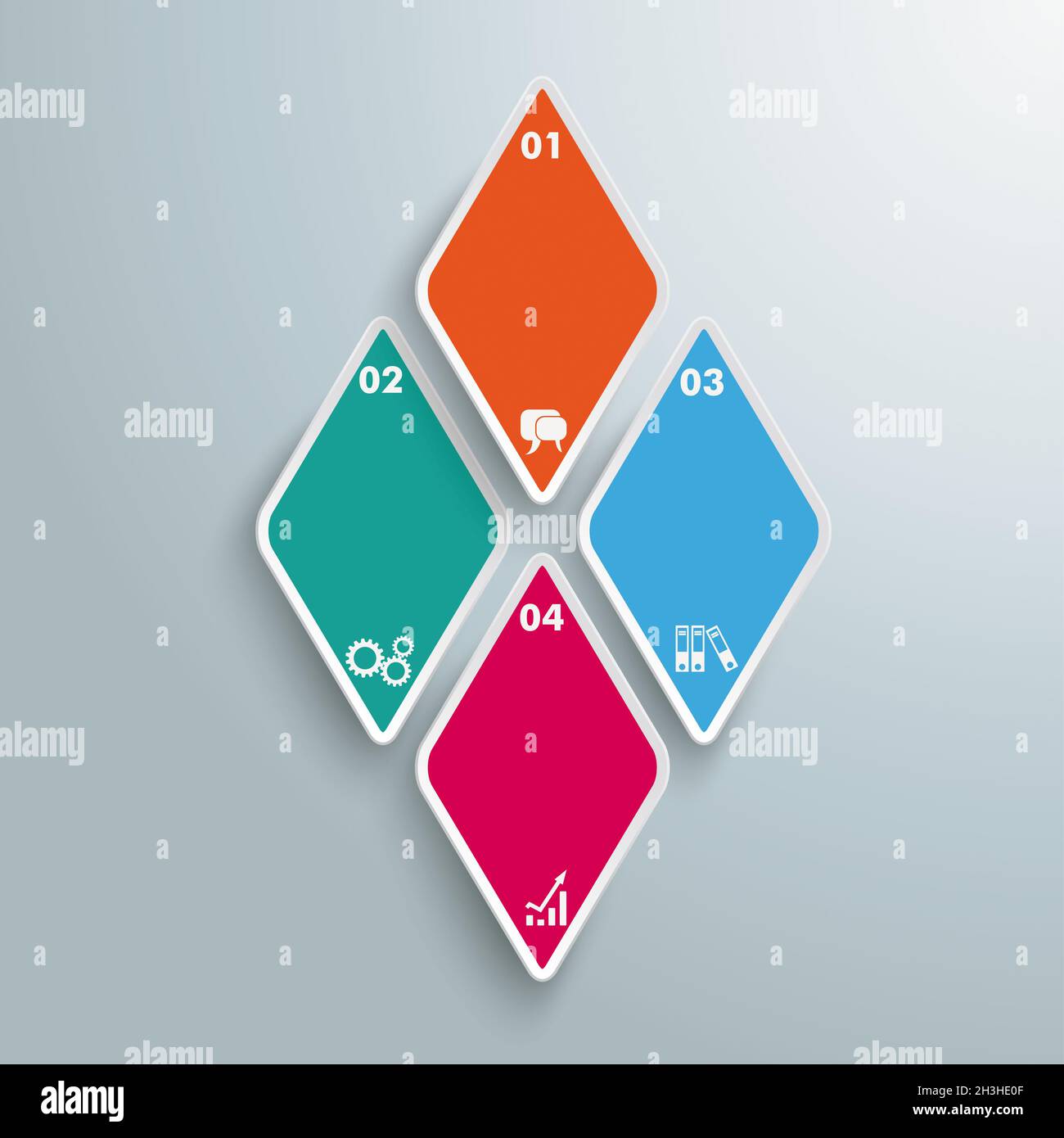 4 Colored Rhombus Pieces Infographic PiAd Stock Photo - Alamy