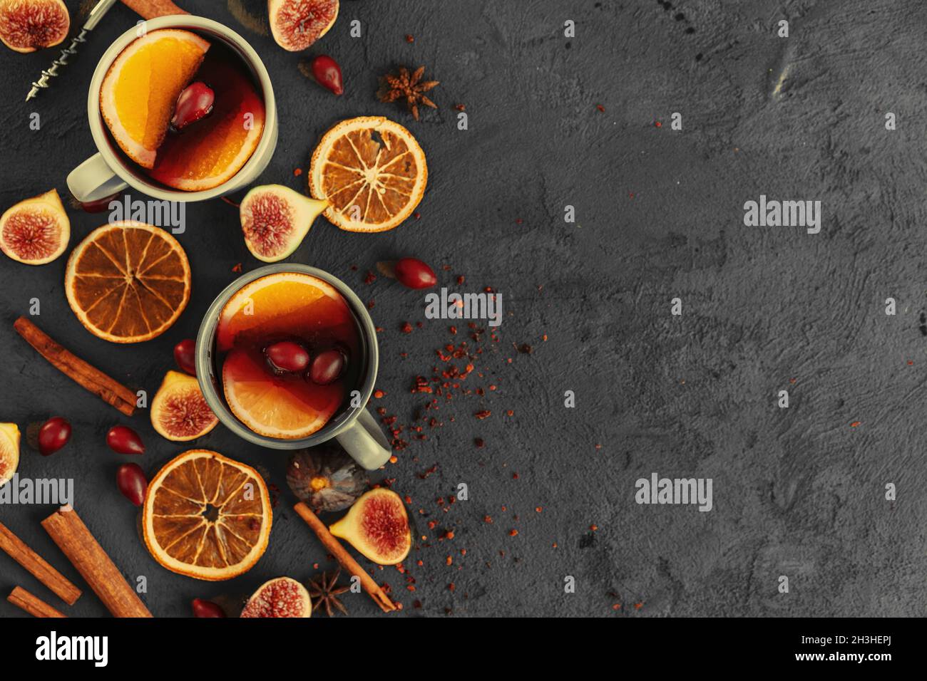 Glint wine glass with ingredients, view from above Stock Photo - Alamy