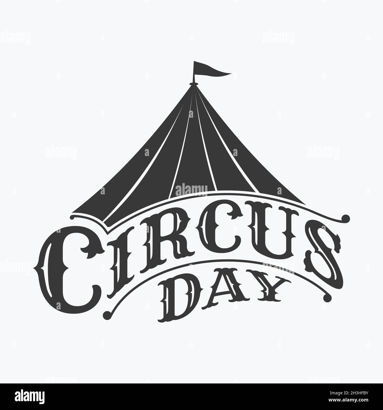 World Circus Day emblem lettering design with circus tent in abstract ...
