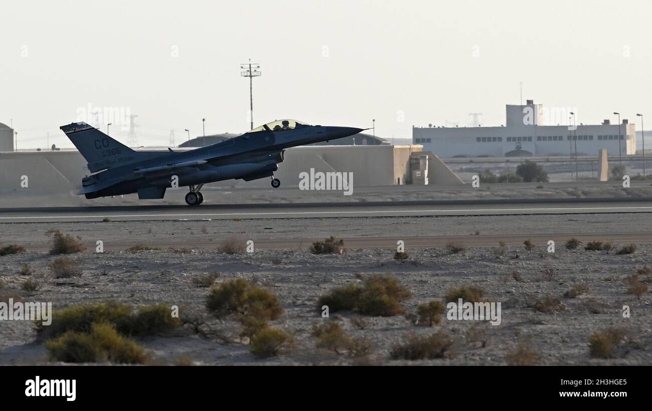 A U.S. Air Force F-16 Fighting Falcon, assigned to the 332nd Air ...