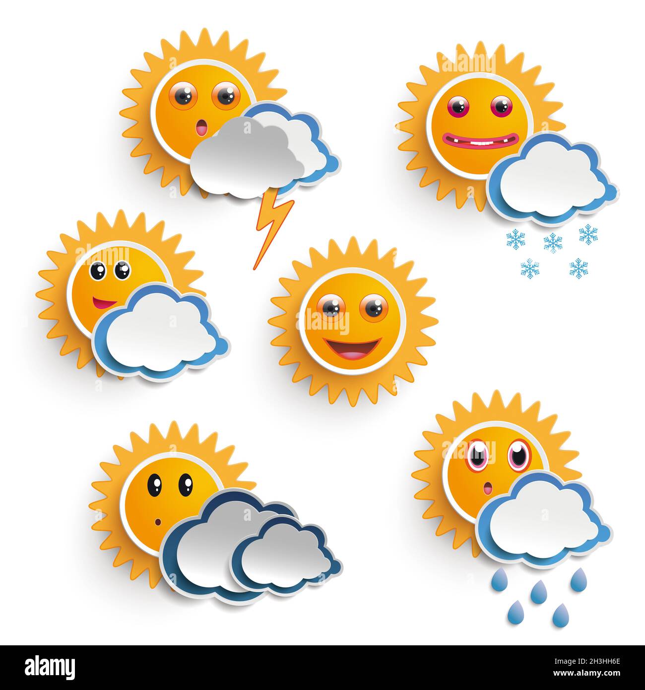 Sun Weather Faces Stock Photo - Alamy