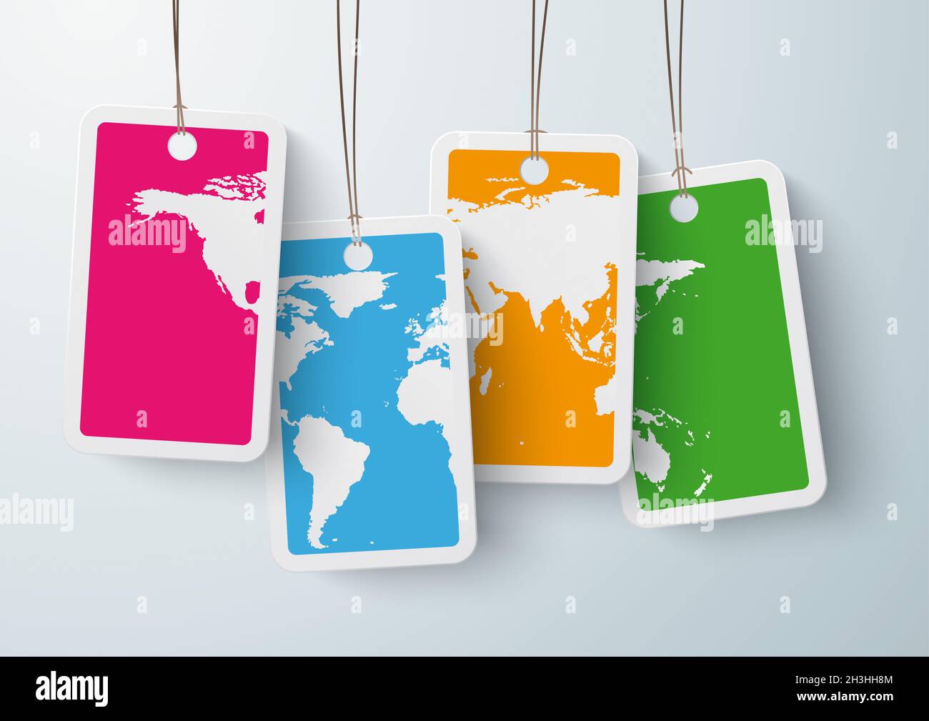 Four Colored Price Stickers World Map Stock Photo - Alamy