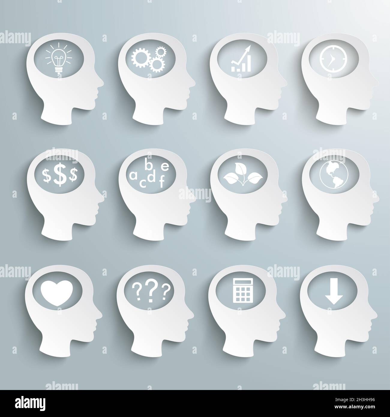 White Heads Icon Set Stock Photo - Alamy