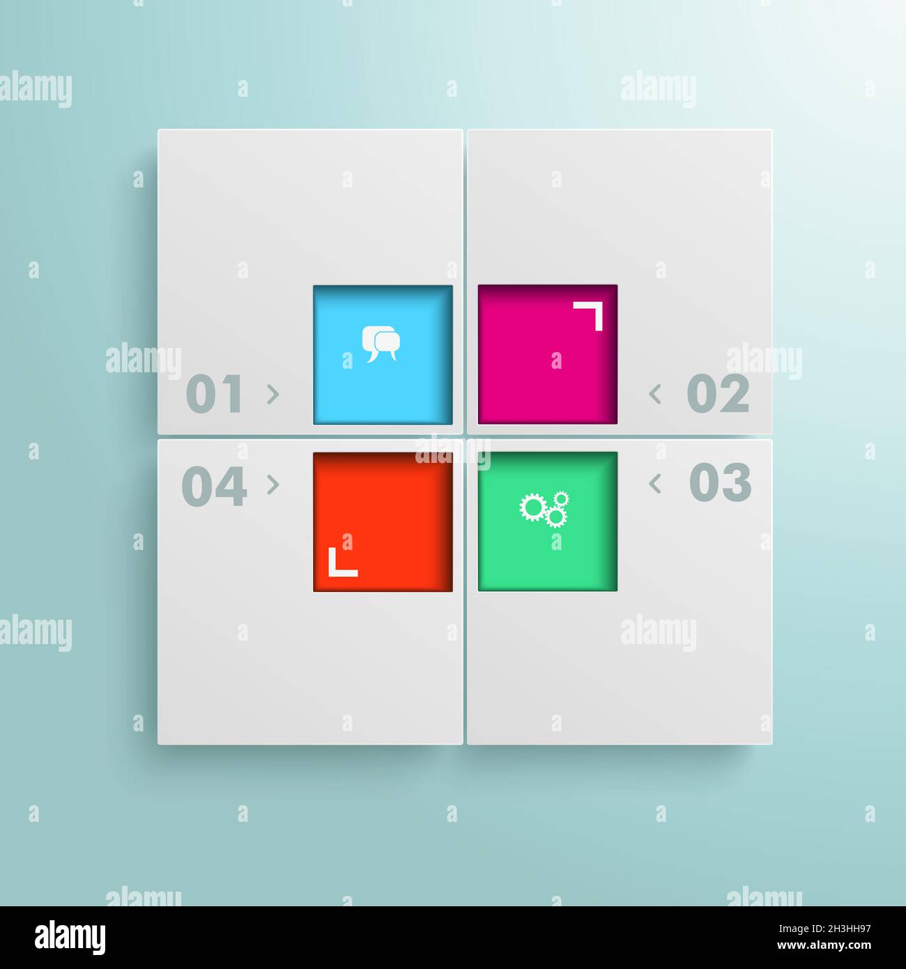Website Template White 4 Squares 4 Options PiAd Stock Photo - Alamy