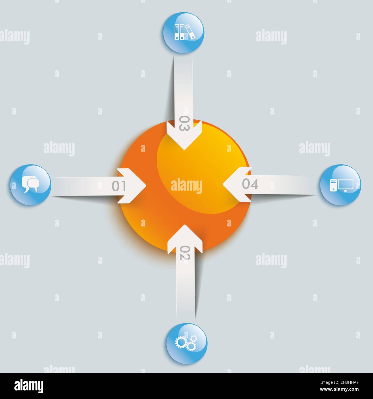 Paper 4 Arrows Blue Orange Buttons Stock Photo - Alamy