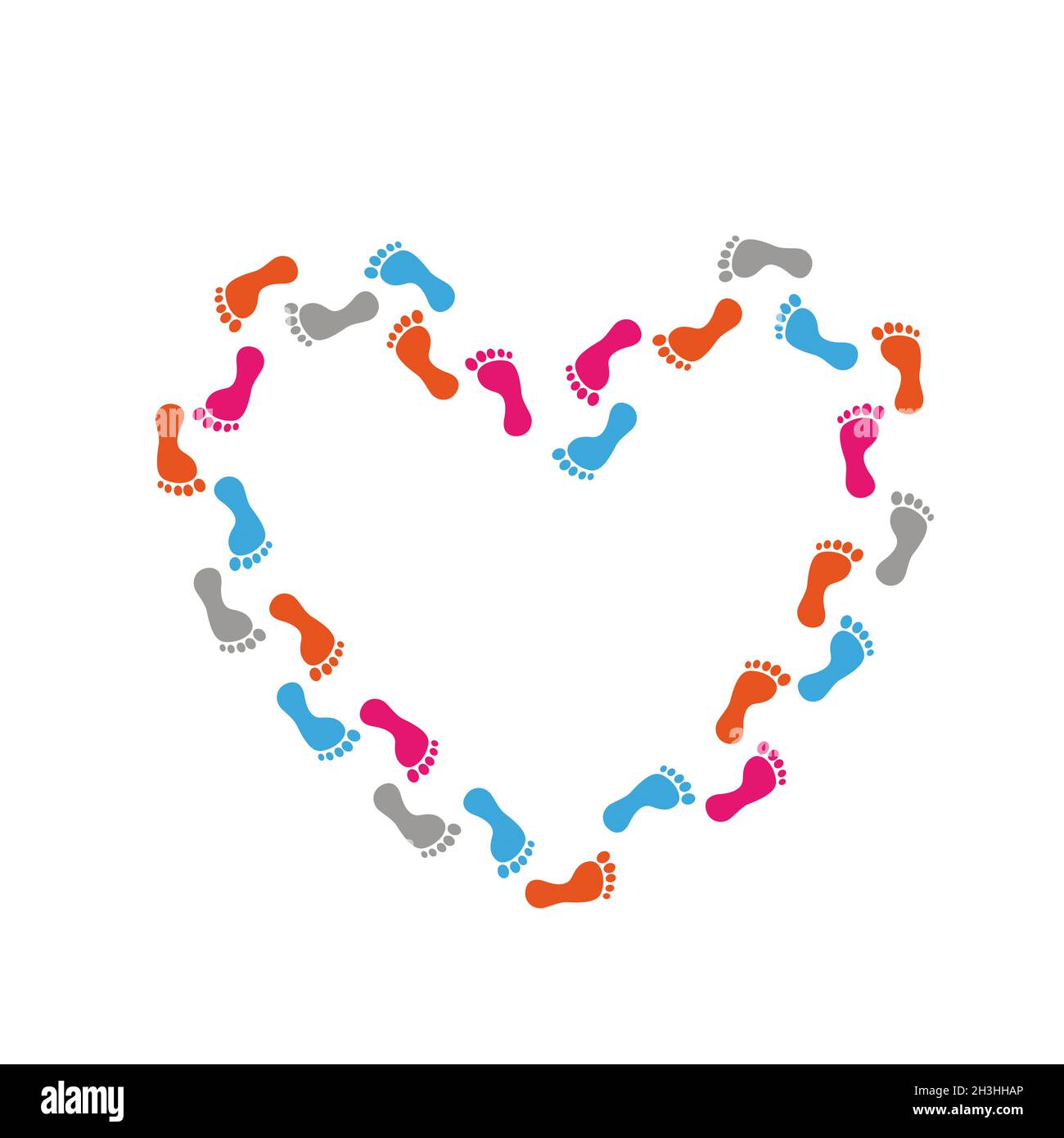 Footprint Colored Track Heart Stock Photo - Alamy