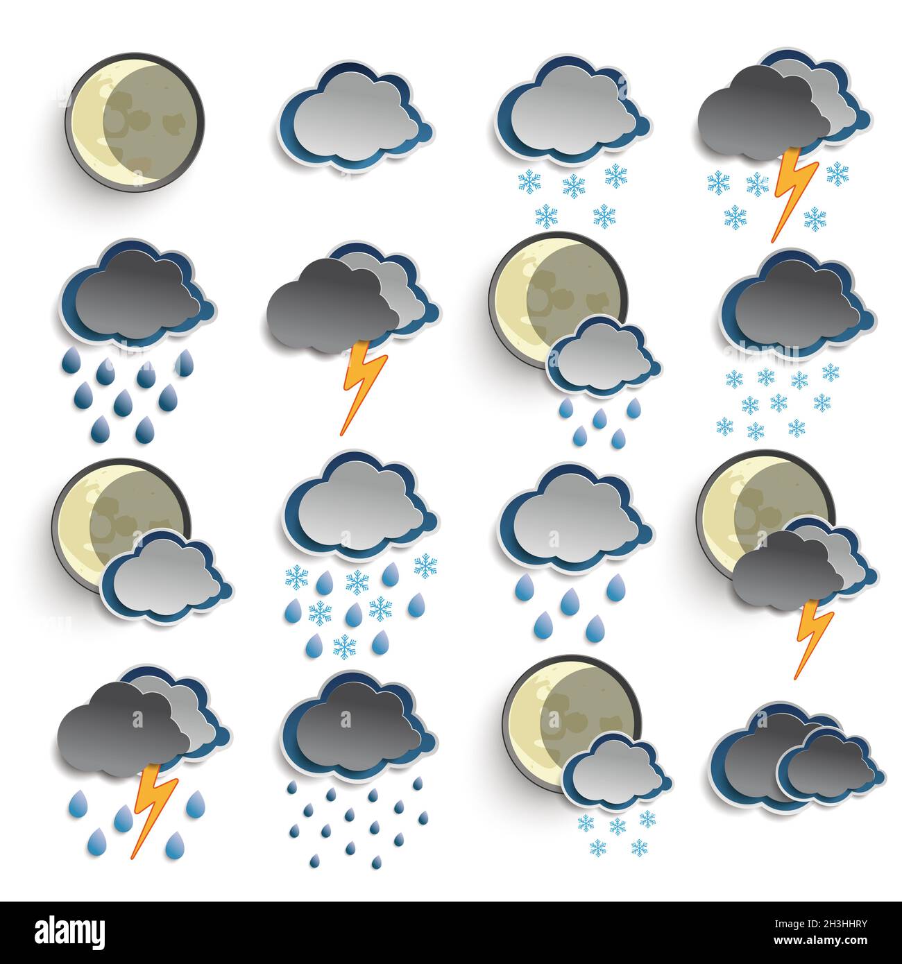Night Weather Icons Stock Photo - Alamy