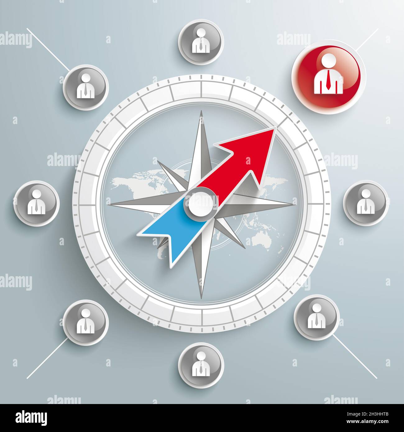 Compass Headhunter Silver Background Stock Photo - Alamy