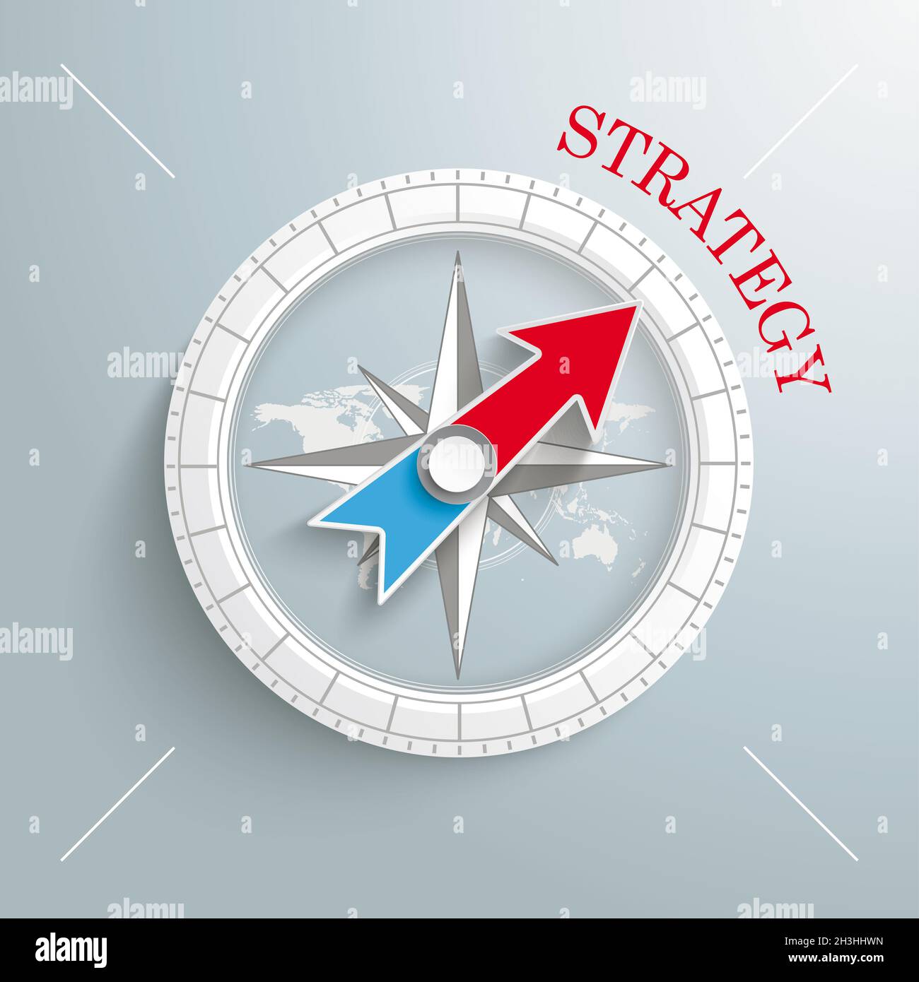 Compass Strategy Silver Background Stock Photo - Alamy