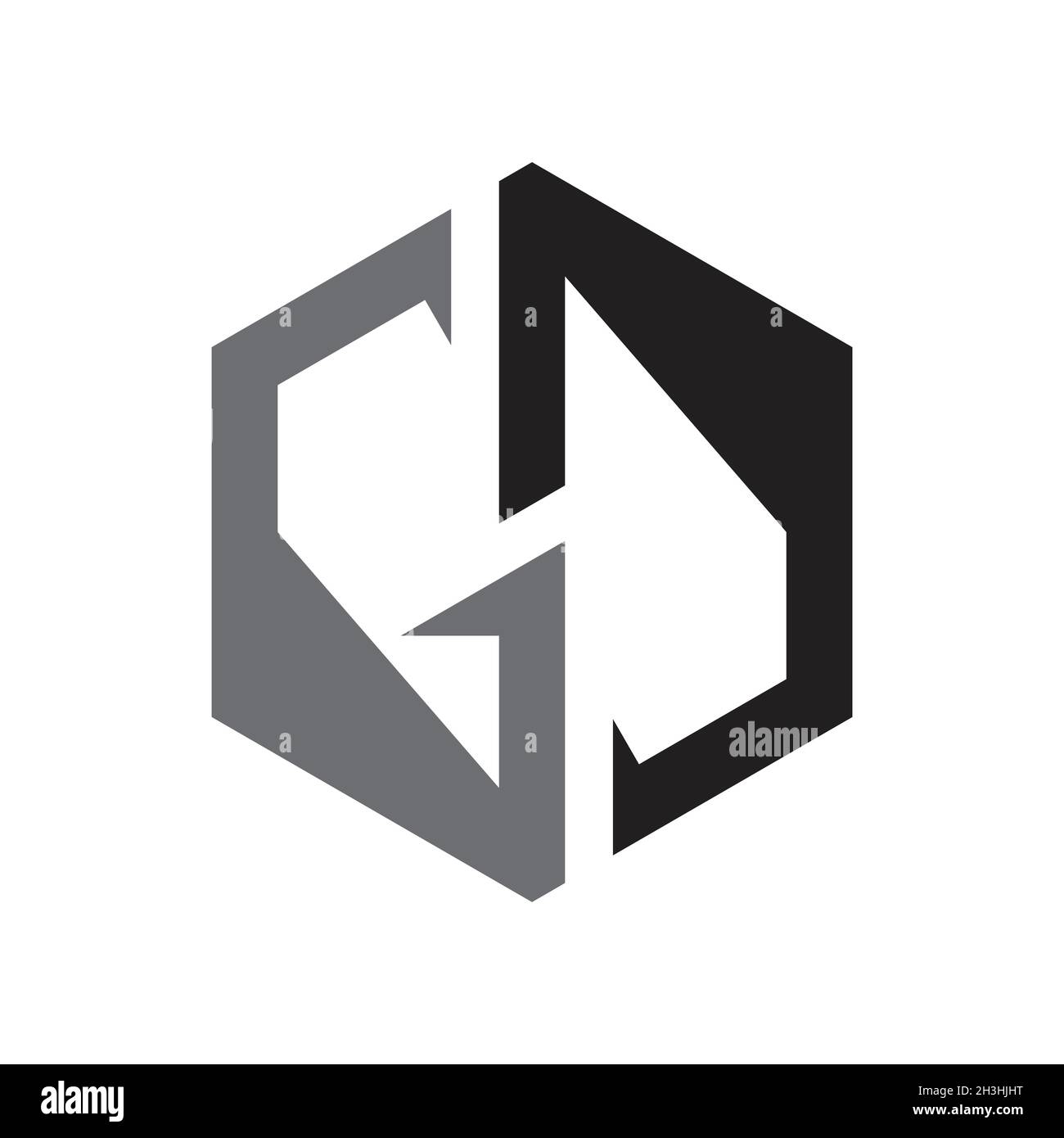 GD letter shaped hexagon style on the white background for your best ...