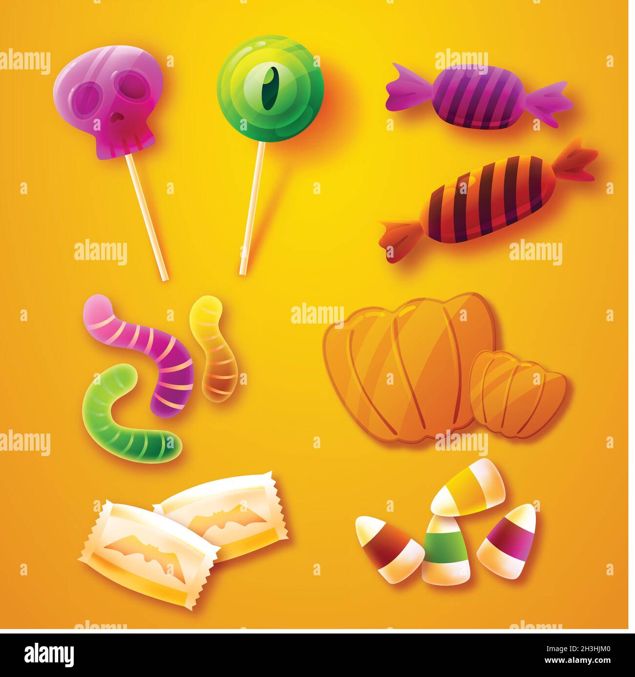 realistic halloween candy collection vector design illustration Stock ...