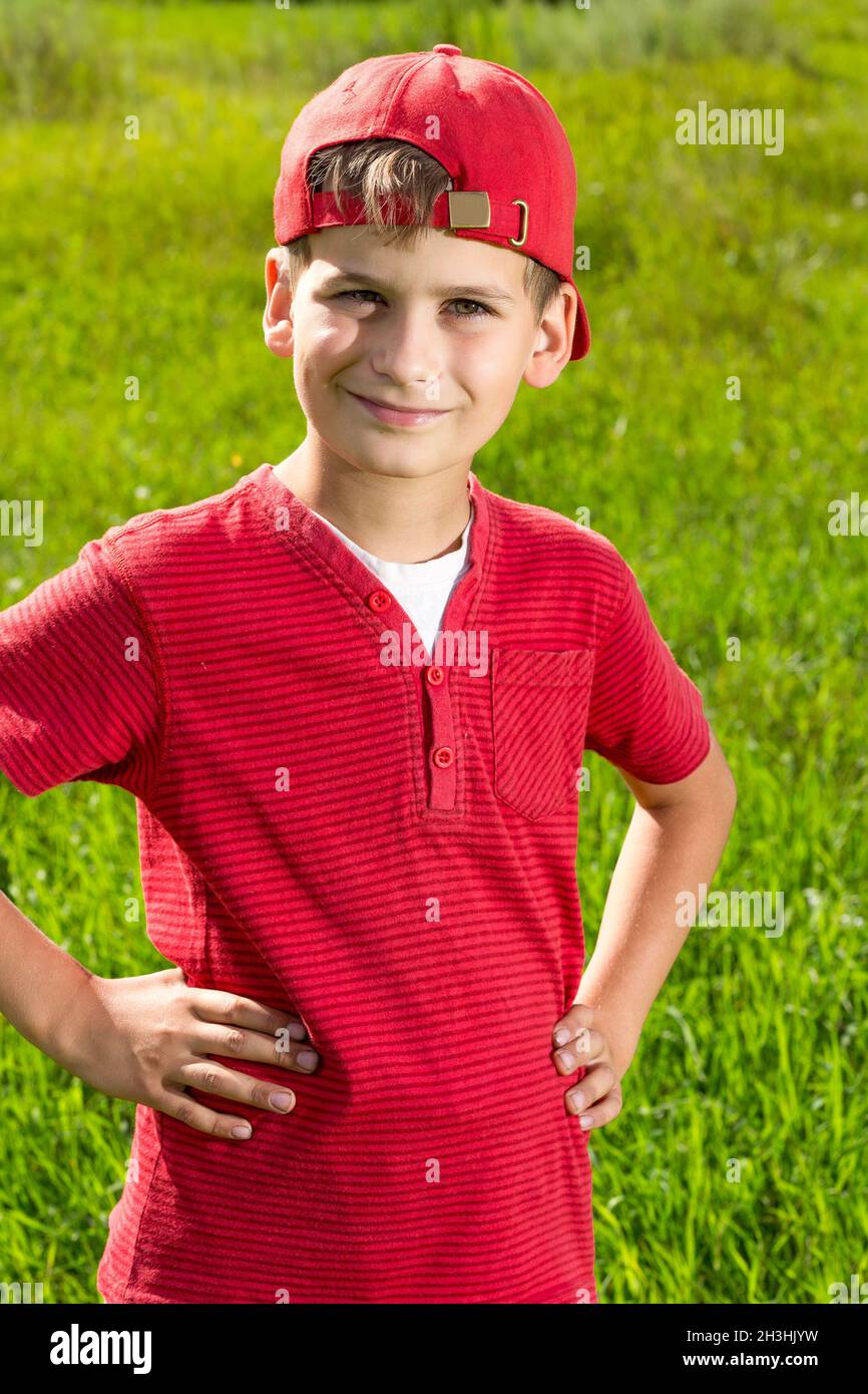 Boy Child Portrait Smiling Cute ten years old outdoor Stock Photo - Alamy
