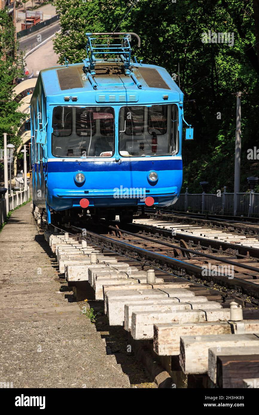 Funicular trains moving on the hill Stock Photo - Alamy