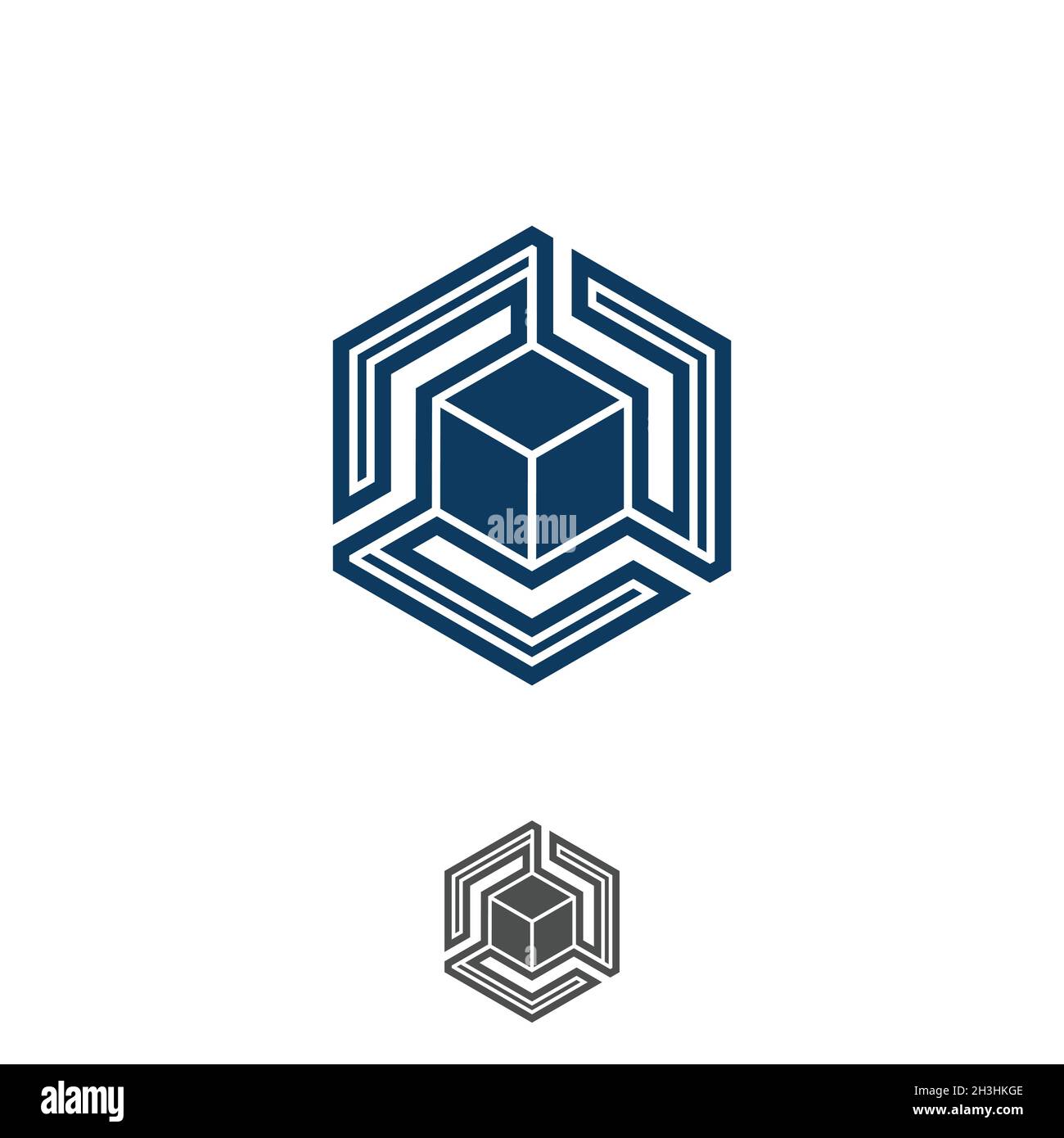 Hexagon tech symbol design vector stock. Digital box cube tech symbol ...