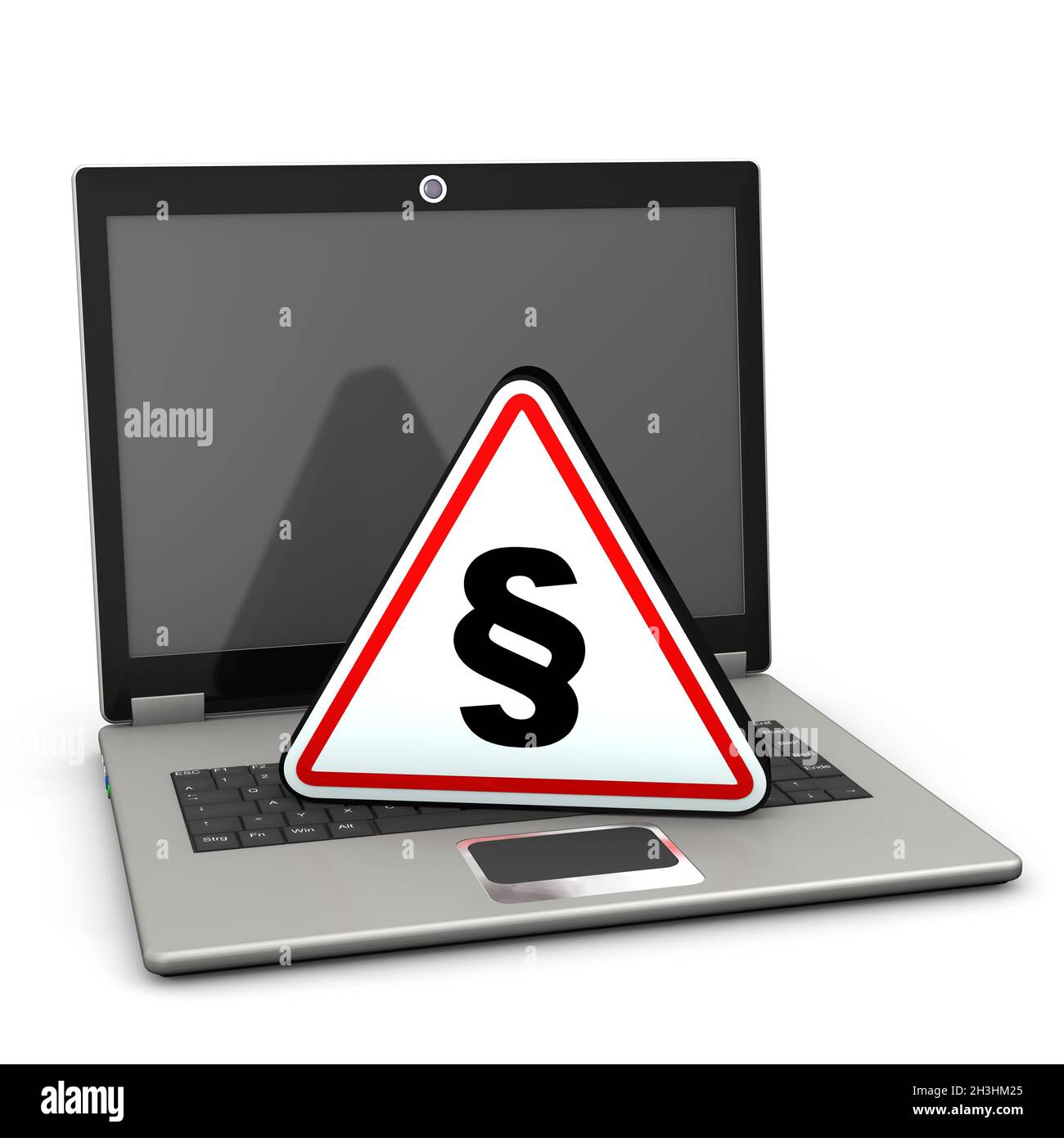 Laptop Attention Triangle Paragraph Stock Photo - Alamy