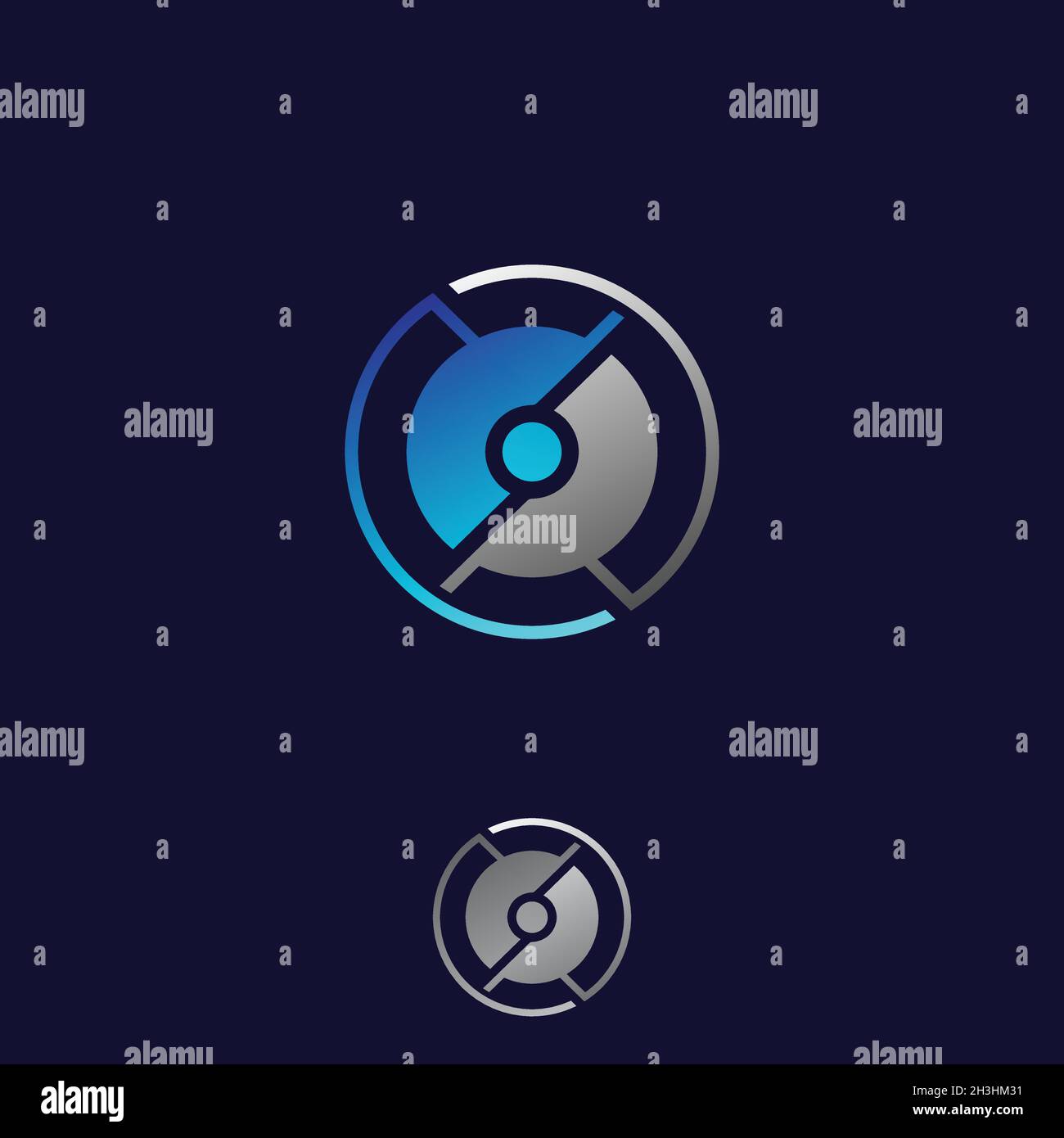 Modern circle tech symbol design template. Round tech digital ...