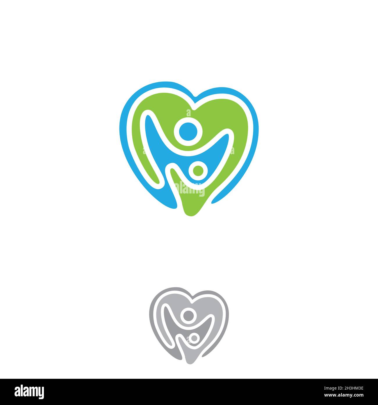 Vector abstract love with two people icon symbol with bold outline ...