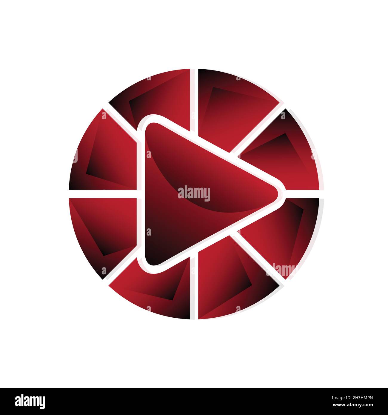 Red Play button vector icon in modern style on white background. Vector ...