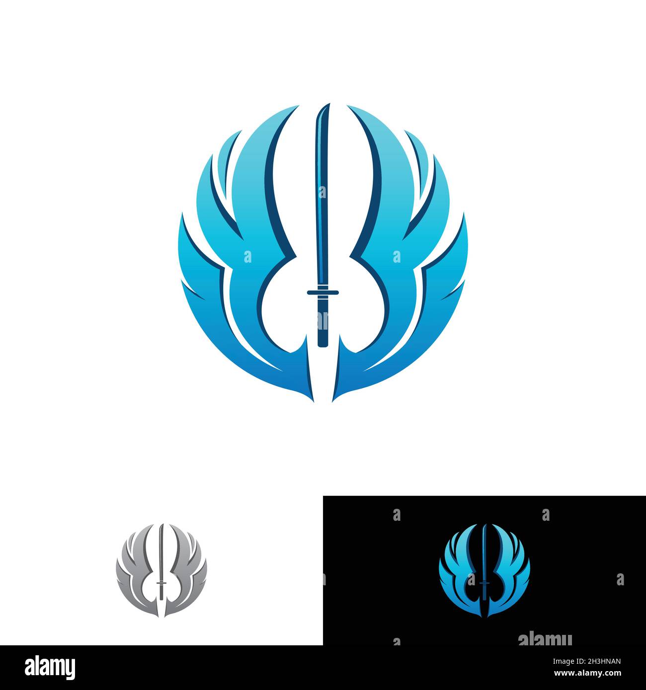 Wing abstract design vector template with sword on the white background ...