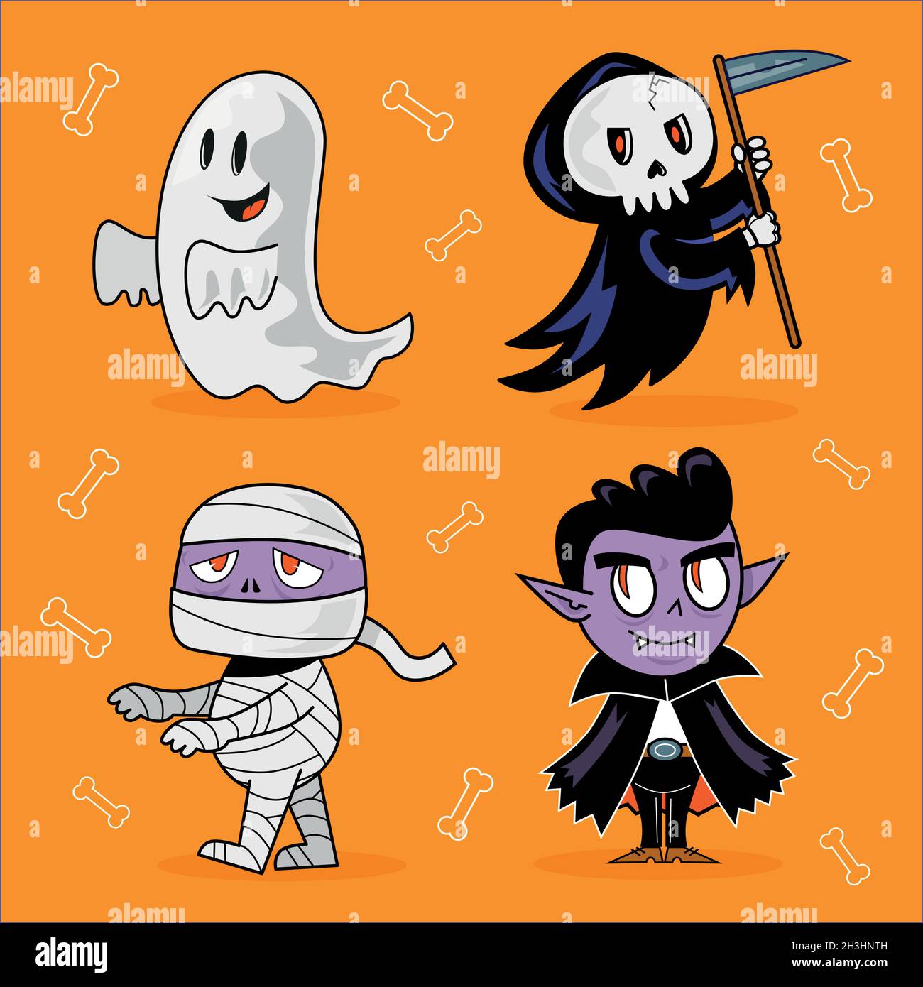 hand drawn halloween characters collection Stock Vector Image & Art - Alamy