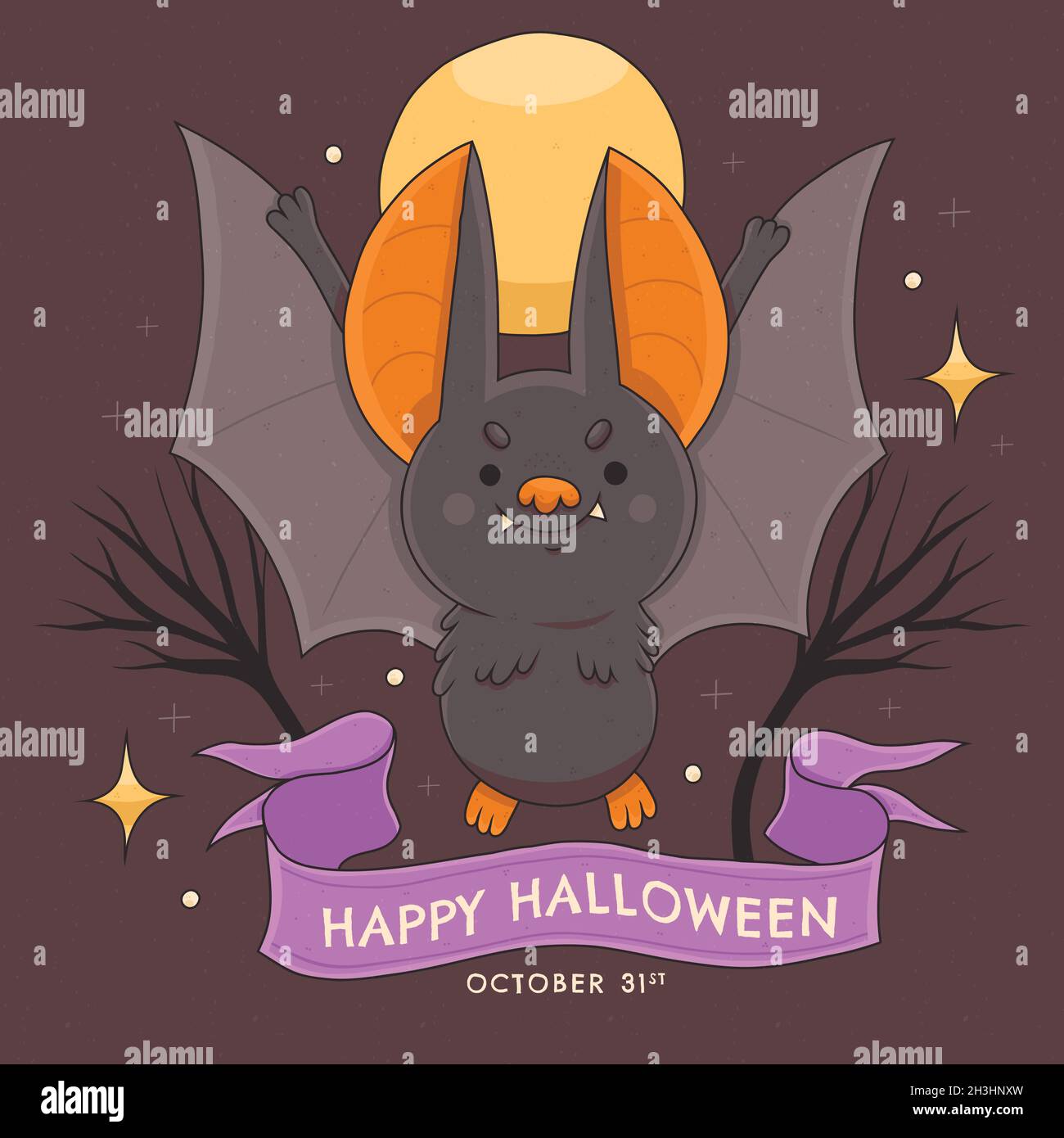 hand drawn halloween bat illustration Stock Vector Image & Art - Alamy