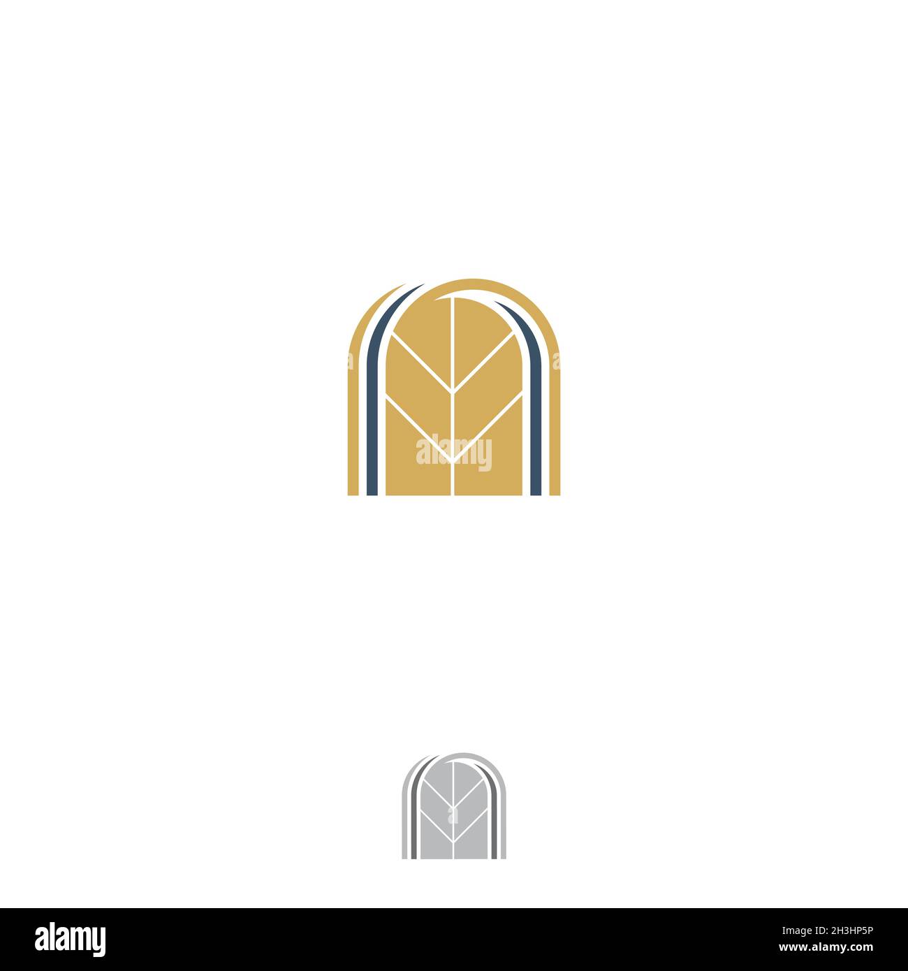 Vintage design door with leaf motive on the white background. Vector ...