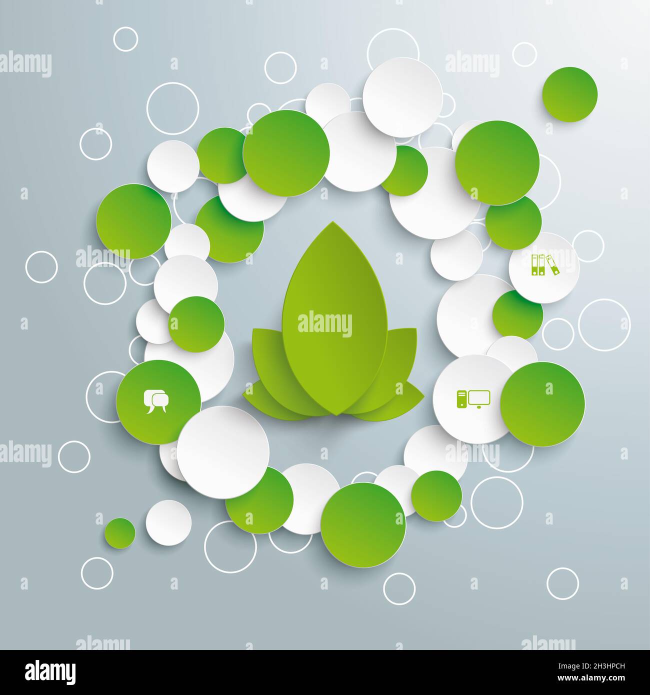 Green Leaves Infographic Circles PiAd Stock Photo - Alamy