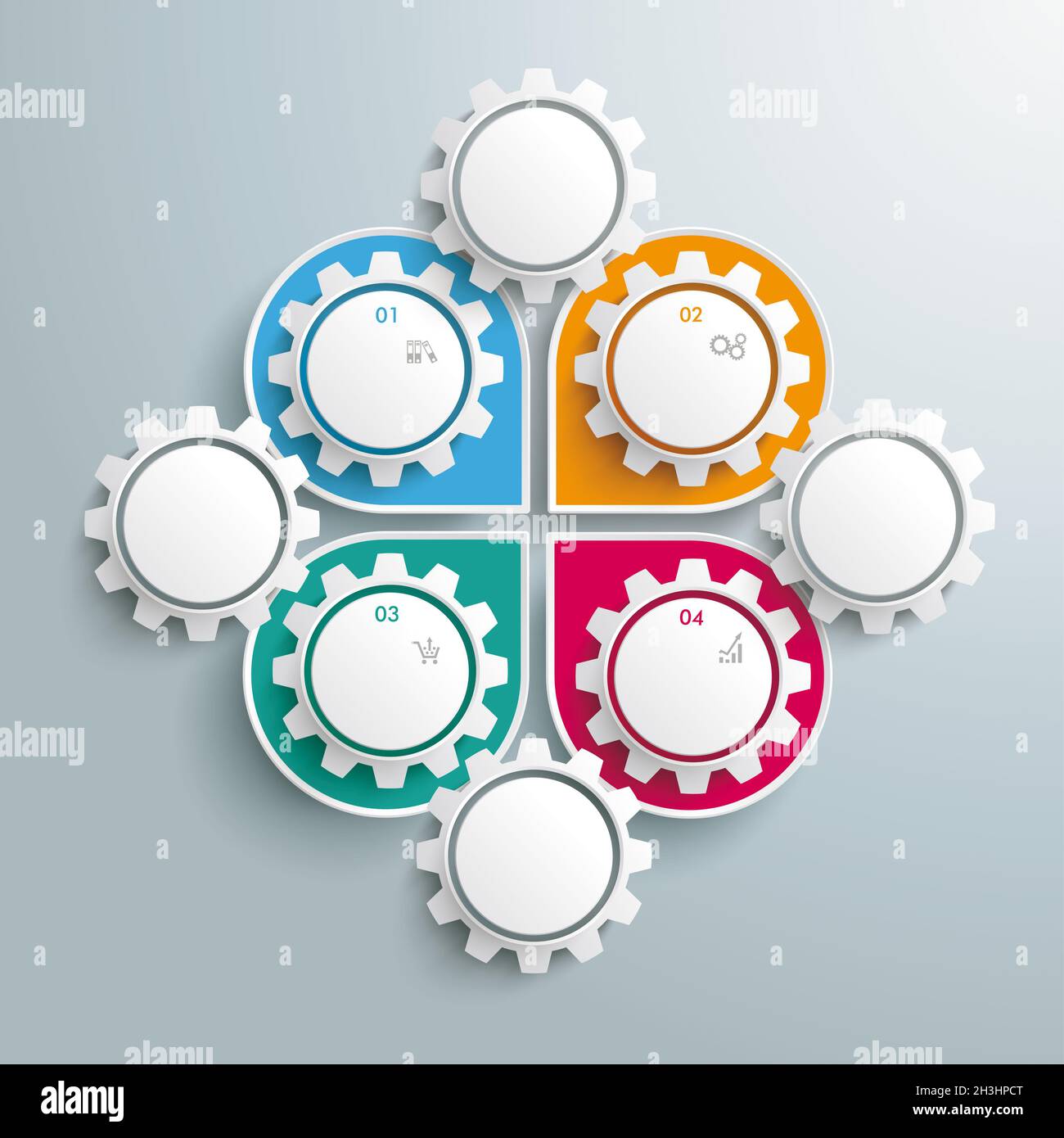 Infographic Abstract Drops Flower 8 Gears Stock Photo - Alamy