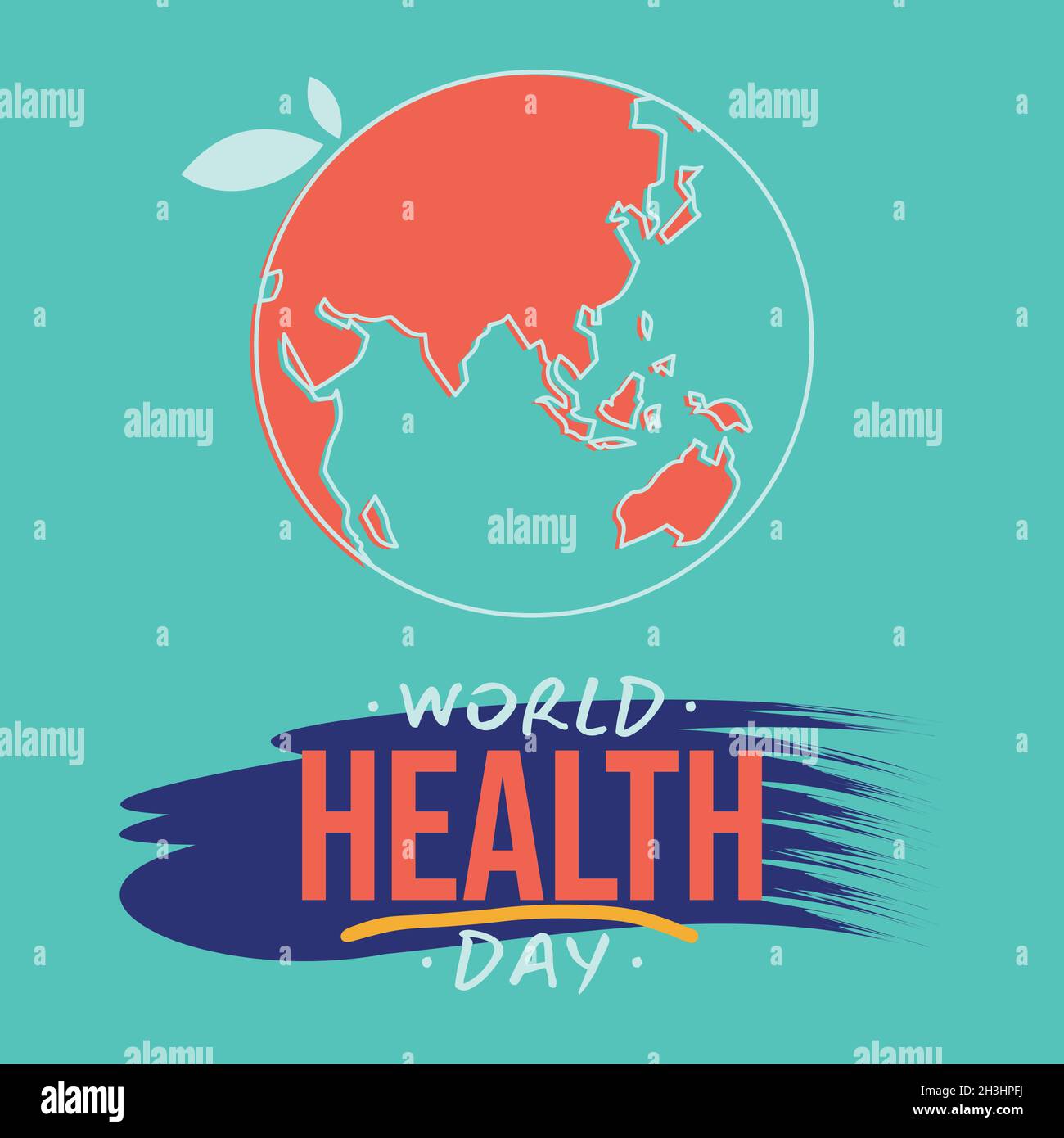 Vector illustration of World Health Day with world map on the blue ...
