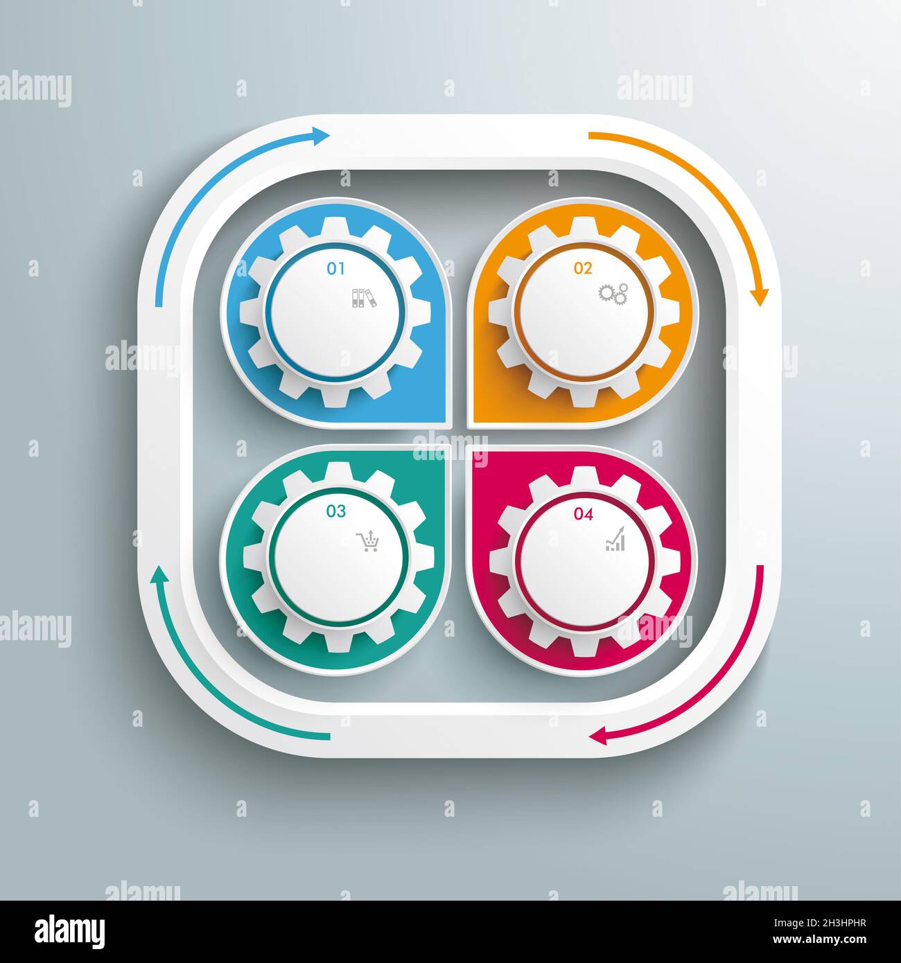 Infographic Abstract Drops Flower 4 Gears Cycle PiAd Stock Photo - Alamy
