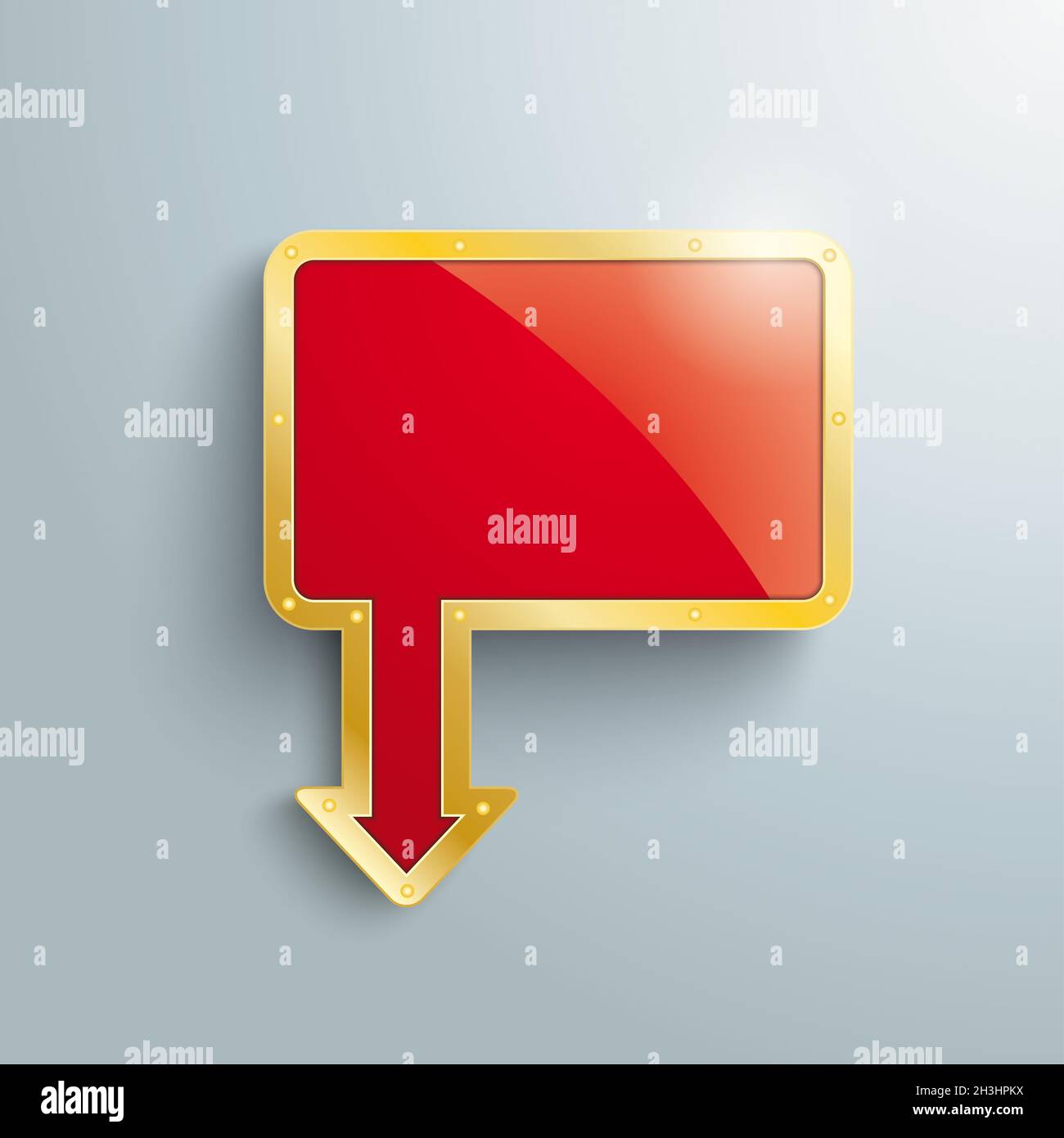 Golden Rectangle Arrow Board Grey Background Stock Photo - Alamy