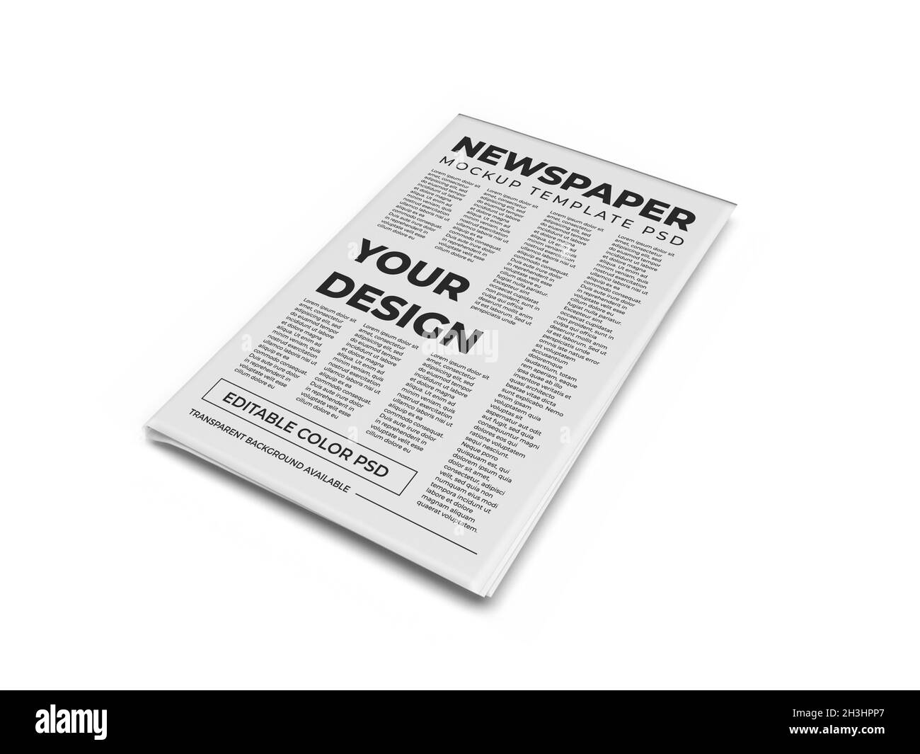 Newspaper 3D Illustration Mockup Scene on Isolated Background Stock ...
