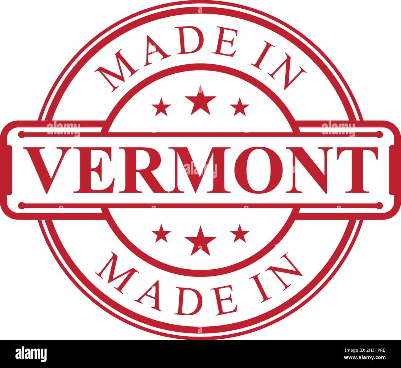 Made in Vermont label icon with red color emblem on the white ...