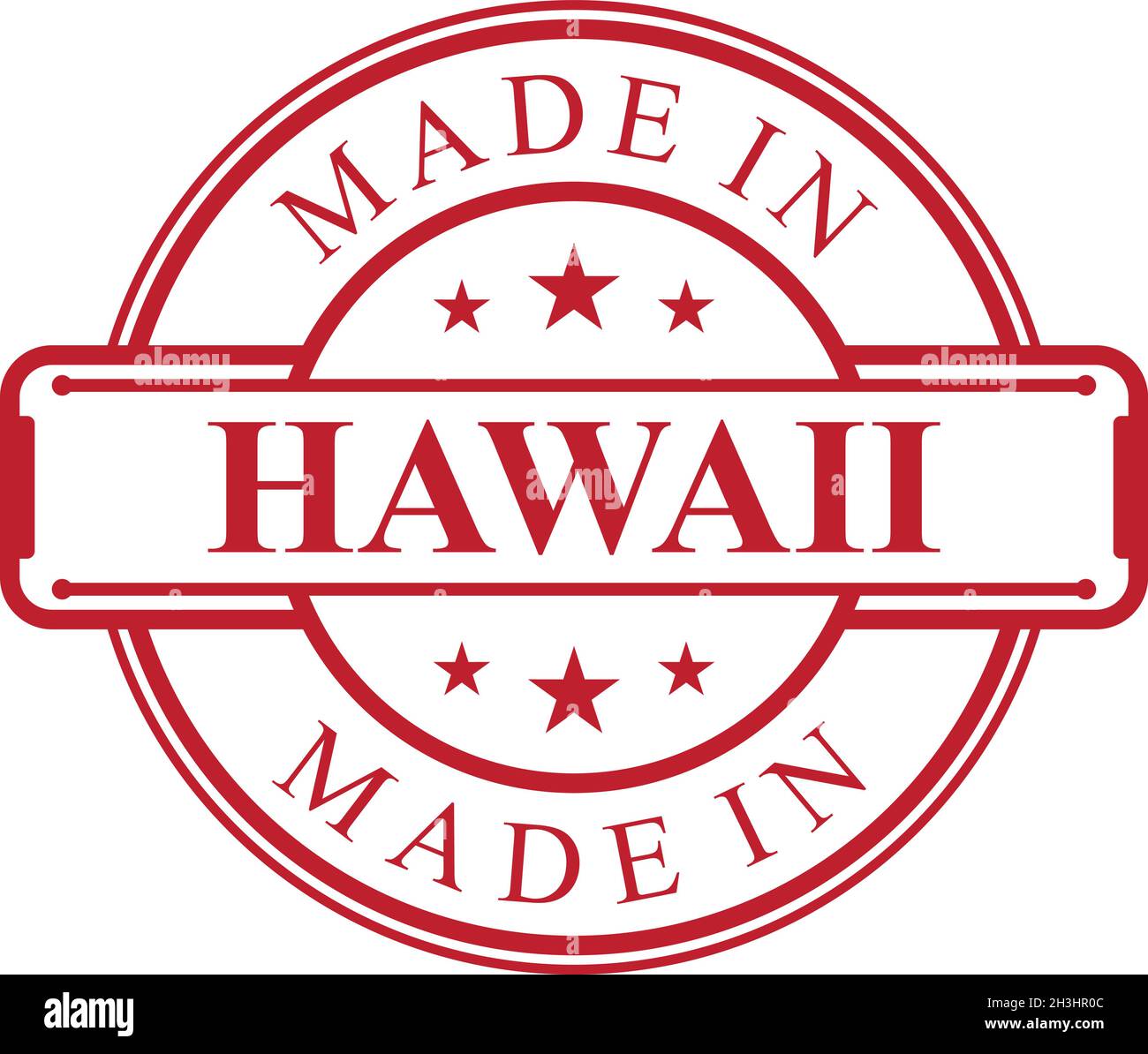 Made in Hawaii label icon with red color emblem on the white background ...
