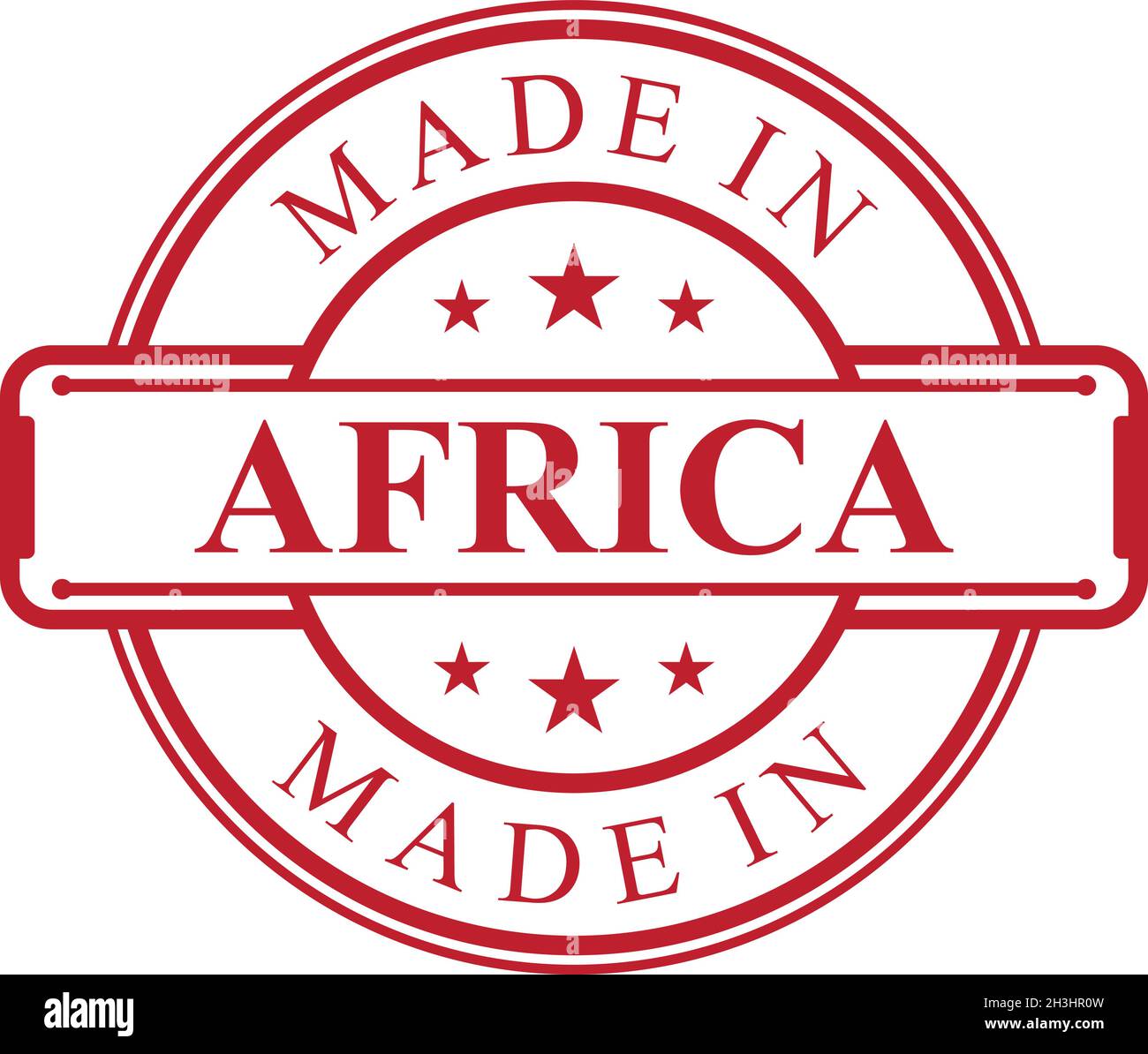 Made in Africa label icon with red color emblem on the white background ...