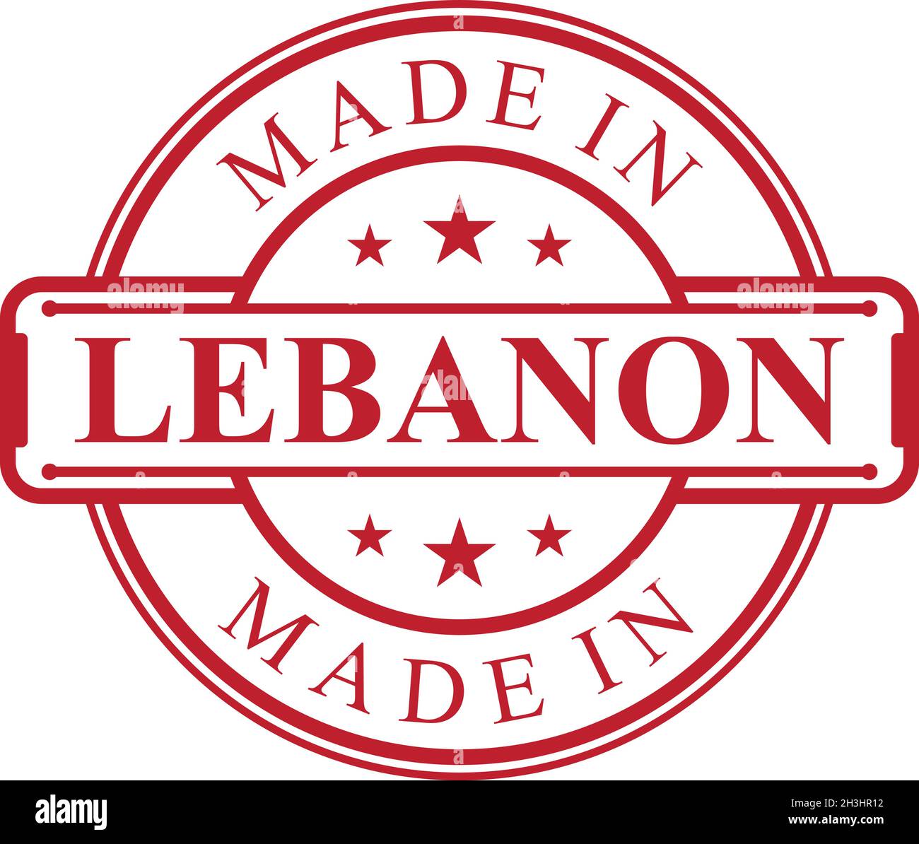 Made in Lebanon label icon with red color emblem on the white ...