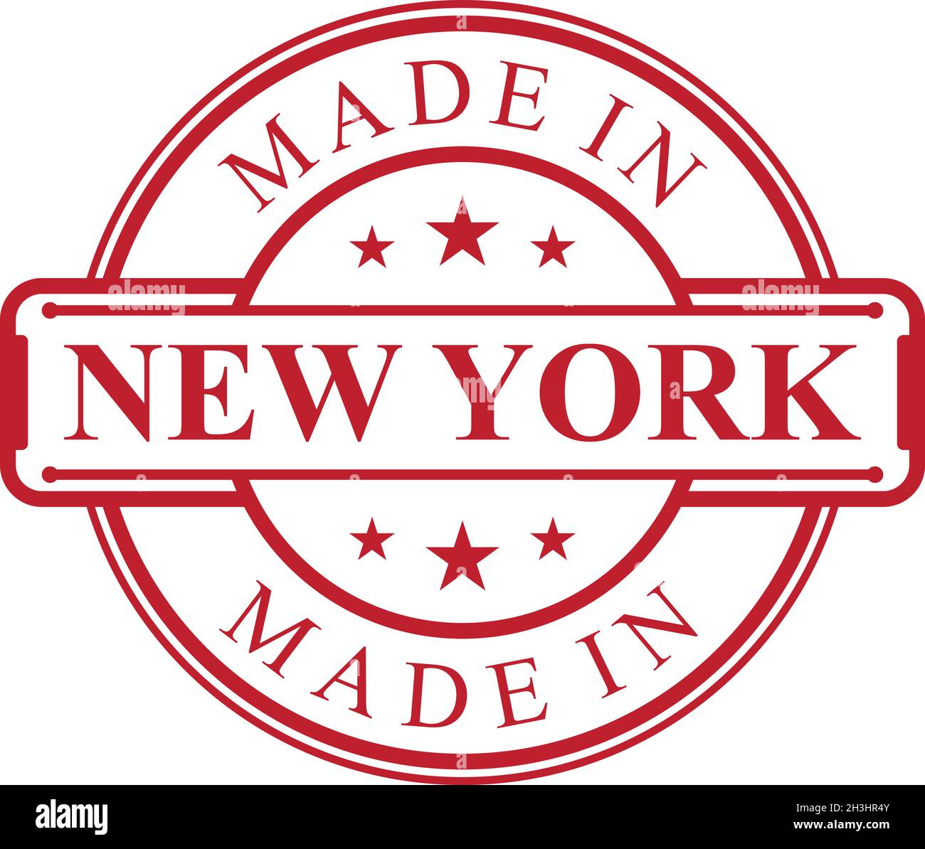 Made in New york label icon with red color emblem on the white ...