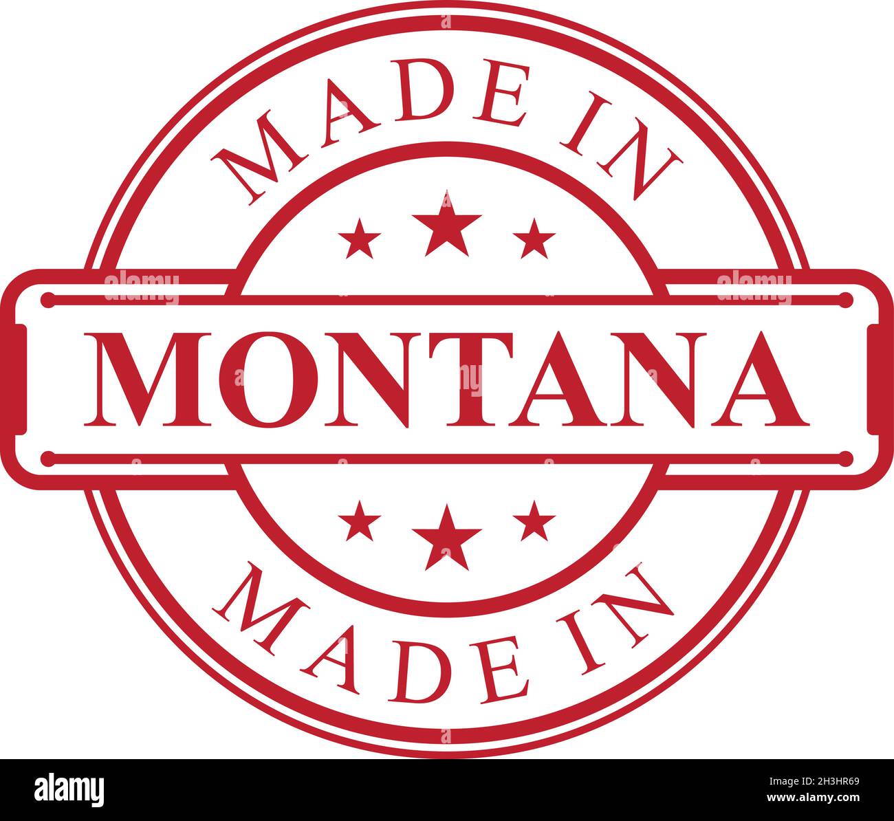 Made in Montana label icon with red color emblem on the white ...